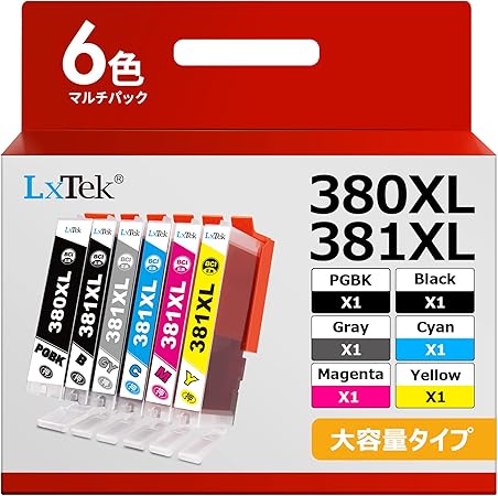 Amazon.co.jp: 【LxTek】BCI-381XL BCI-380XL 互換インクカートリッジ Canon用 インク 381 380 6色セット大容量/説明書付/残量表示/個包装 ...