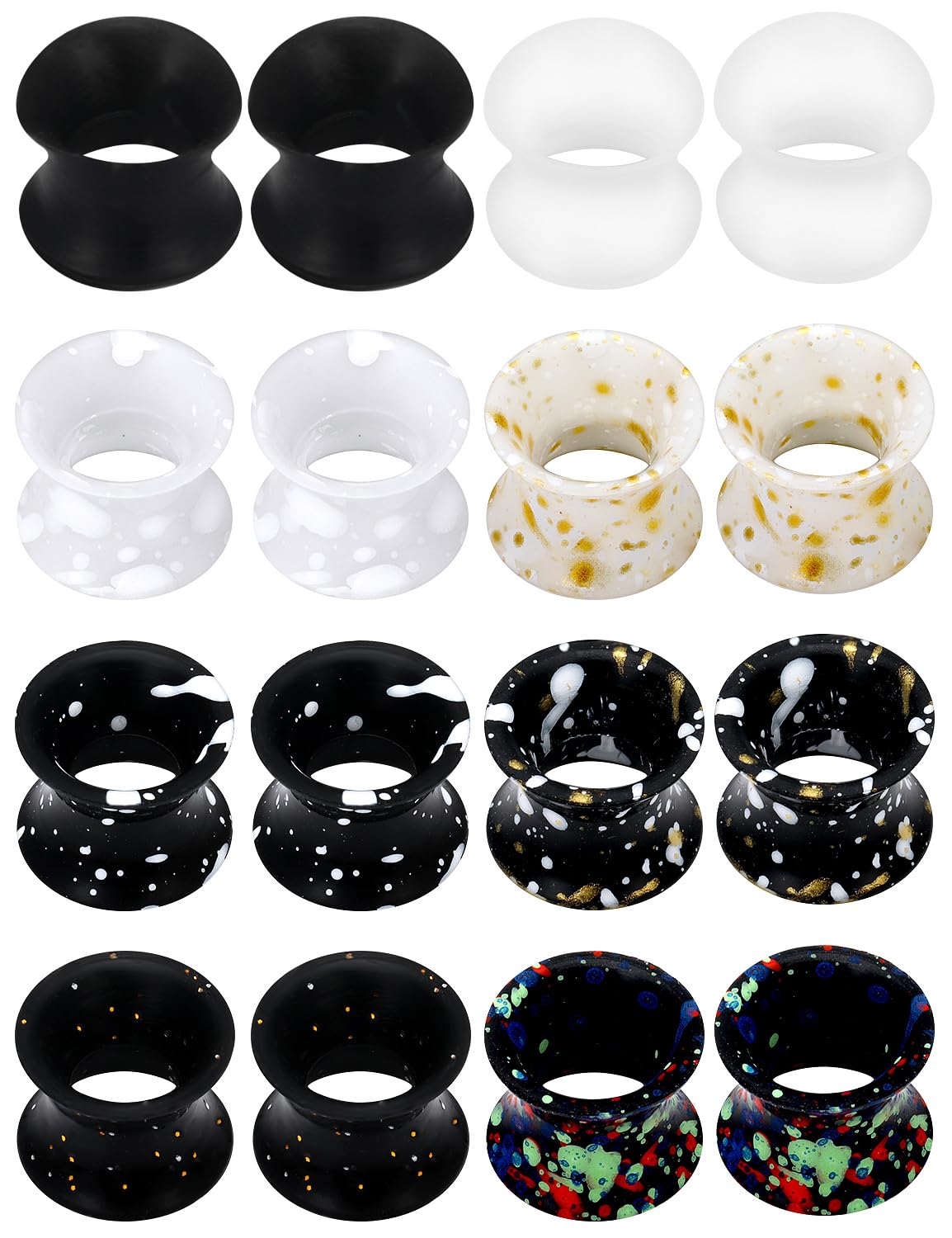 Amazon.com: Ovxznts 8 Pairs Soft Silicone Ear Gauges Flexible Ear Skin ...