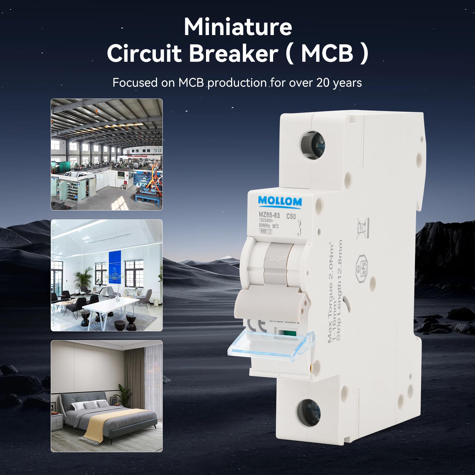 Snapklik.com : MOLLOM AC 1 Pole Miniature Circuit Breaker, 110V-240V ...