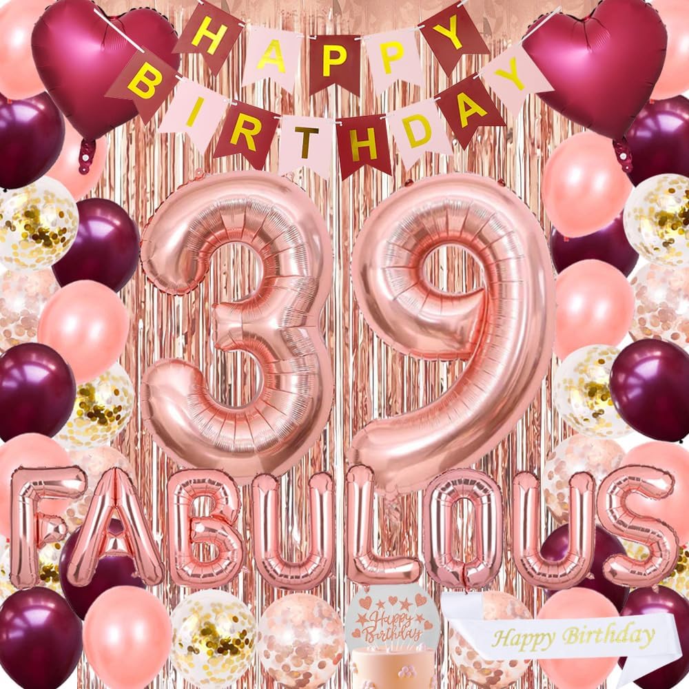 Amazon.com: Fancy 39TH Birthday Decorations Supplies For Girls and ...
