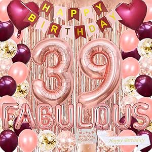 Amazon.com: Fancy 39TH Birthday Decorations Supplies For Girls and ...