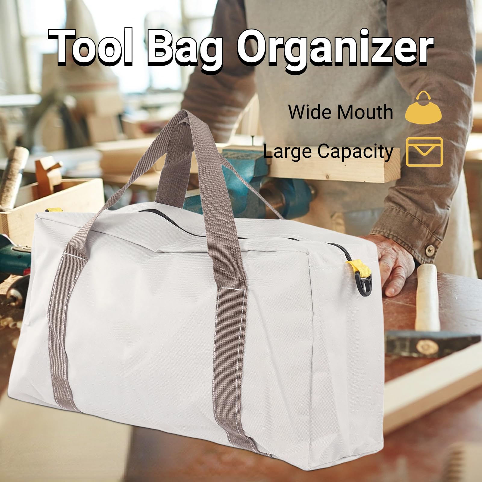 Snapklik.com : Wide Mouth Tool Bag, 20 Inch Large Tool Bag Heavy Duty ...
