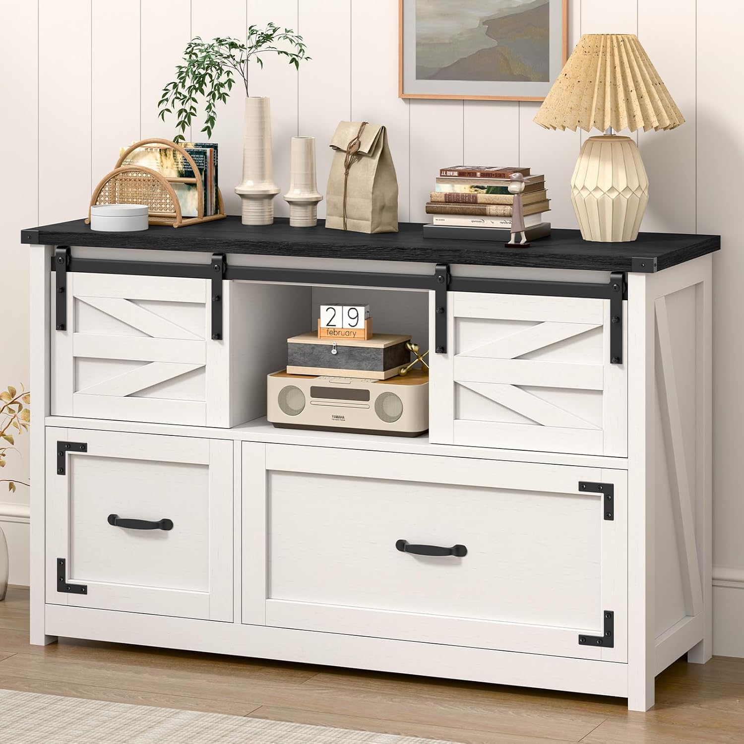 Amazon.com: Farmhouse Filing Cabinet with 2 Drawer for Home Office ...