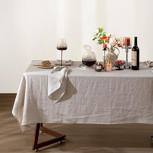 Amazon.com: Talasily Linen Tablecloth 100% Pure Linen Table Cloth ...