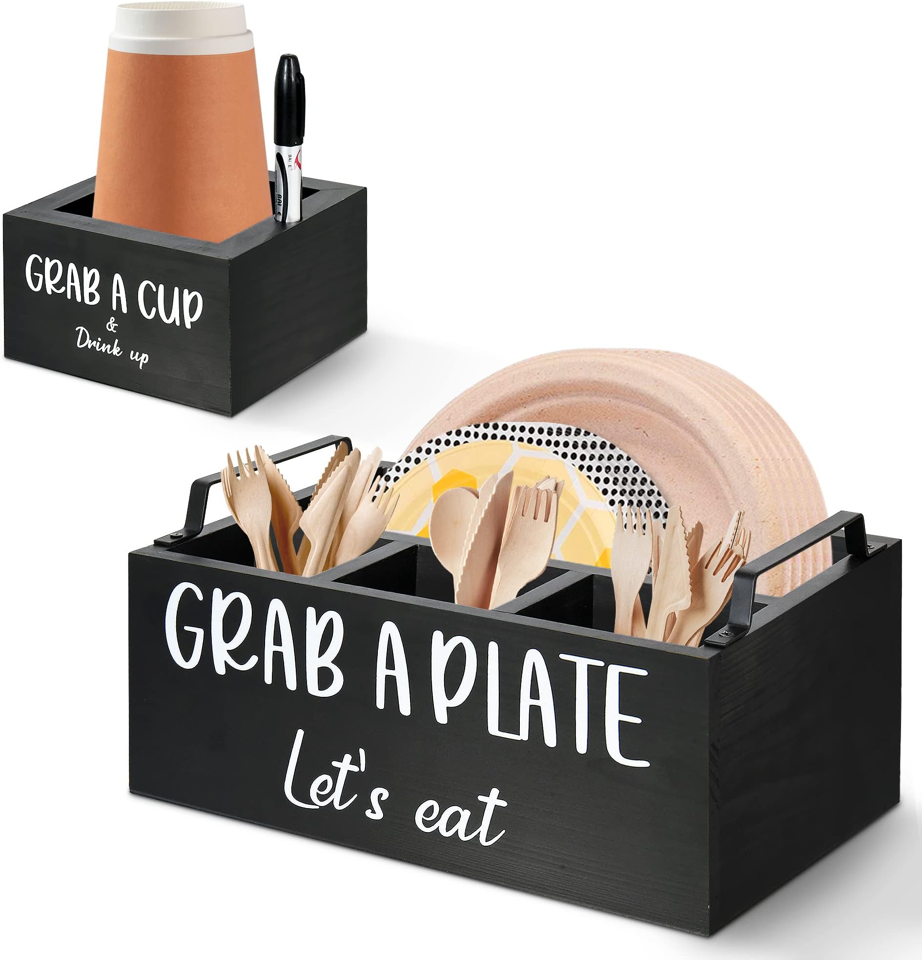 Amazon.com - ALELION Paper Plate Dispenser for Countertop - Wooden ...