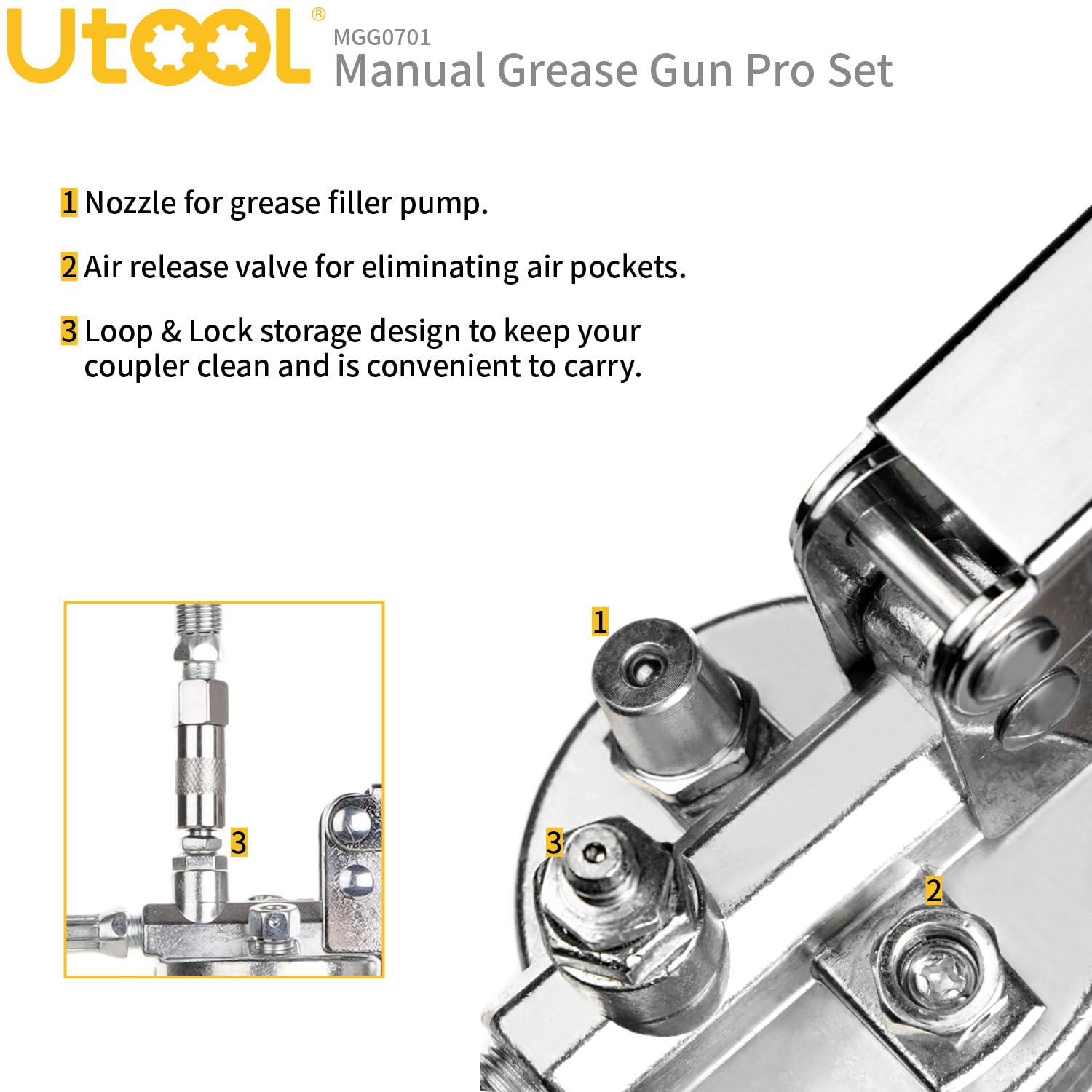Snapklik.com : UTOOL Grease Gun, 8000 PSI Heavy Duty Pistol Grip Grease ...