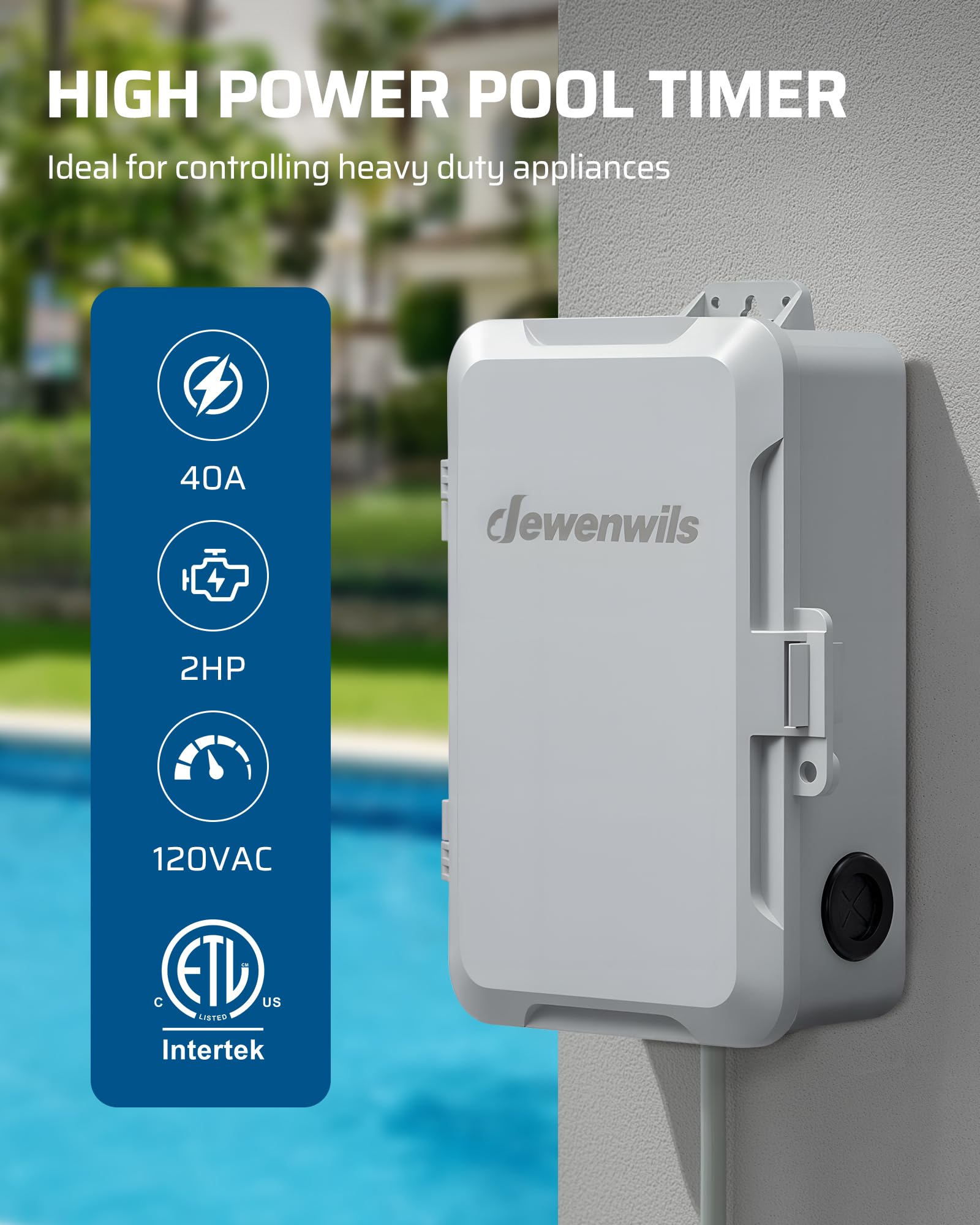 Snapklik.com : Pool Pump Timer, Outdoor Digital Timer Box, 2HP 40A ...
