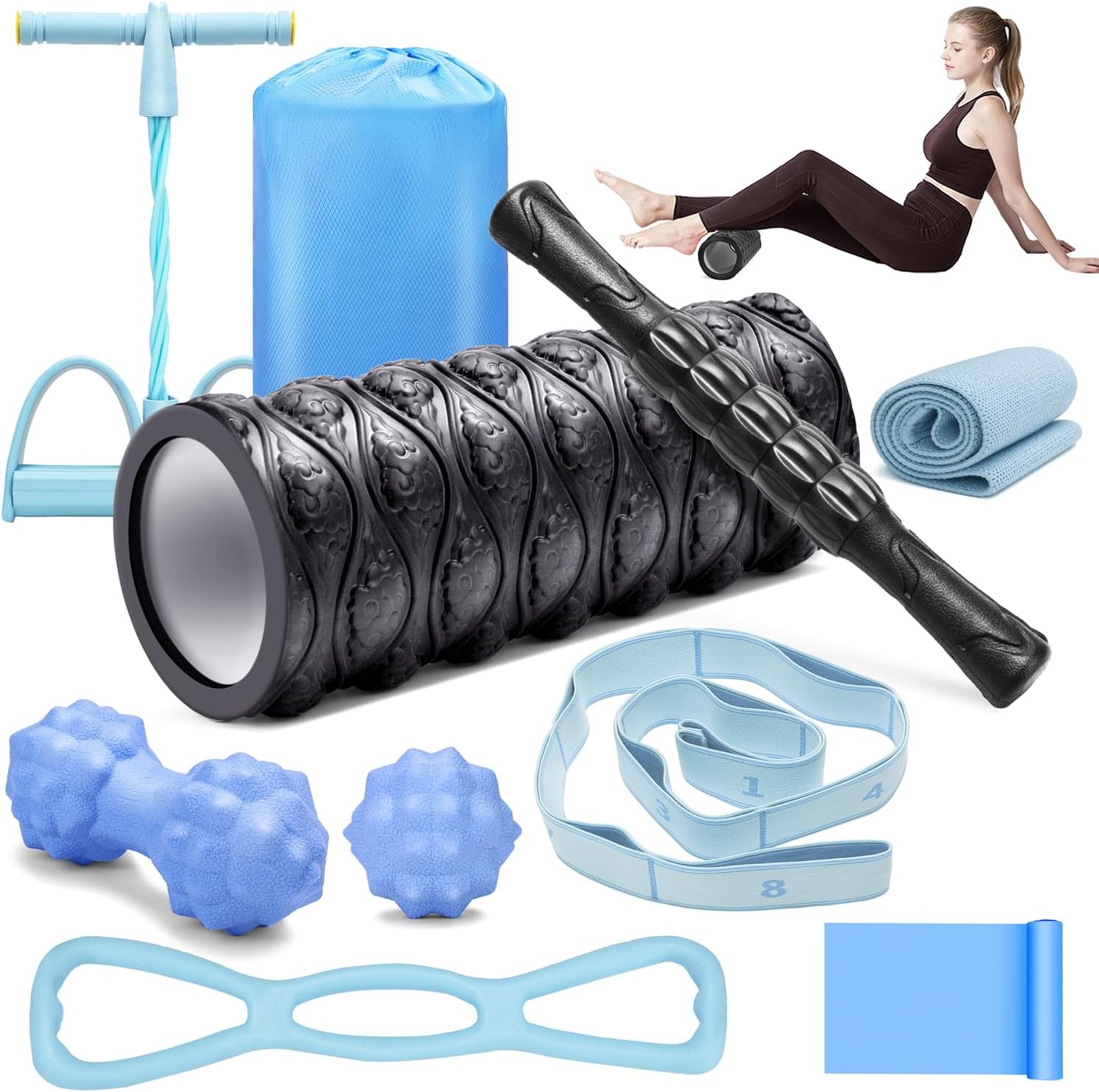 Amazon.com: KeShi Foam Roller Set, 18” Muscle Foam Roller, 17” Massage ...