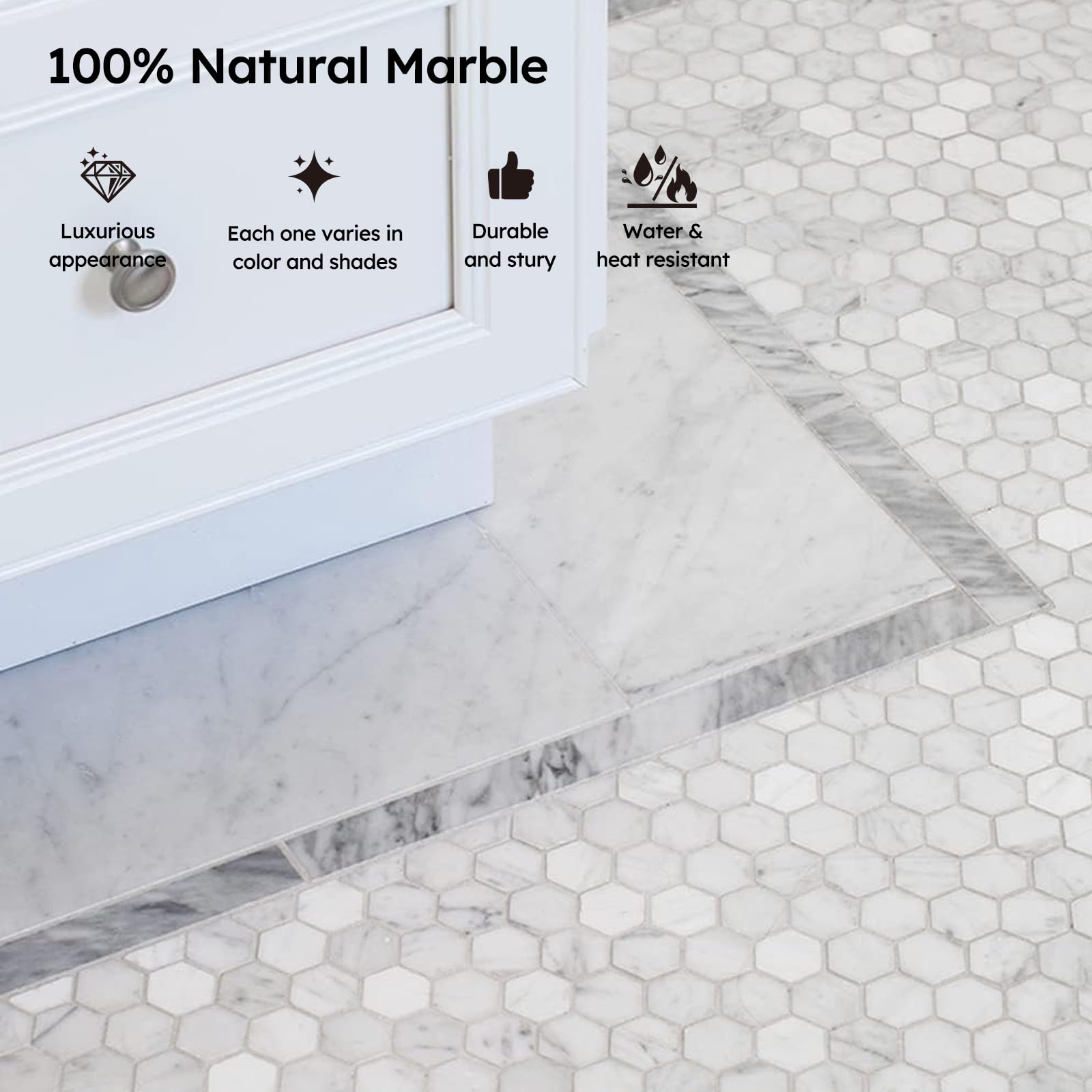 Tile Backsplash For Kitchen Wall Diflart Carrara White Marble Mosaic ...