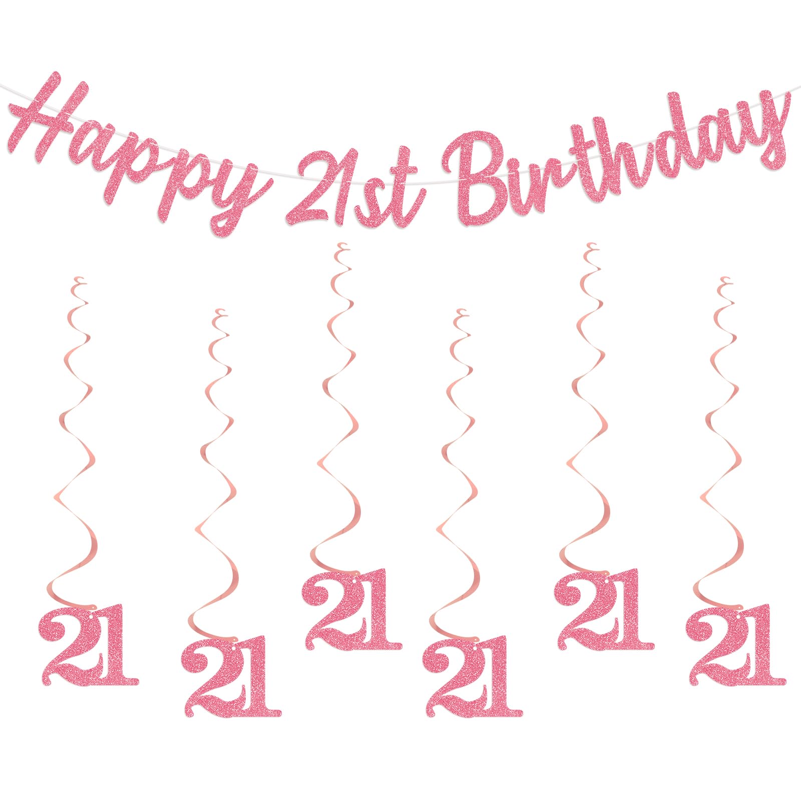 Lemicin 21st Birthday Banner Bunting - Rose Gold Happy 21st Birthday ...