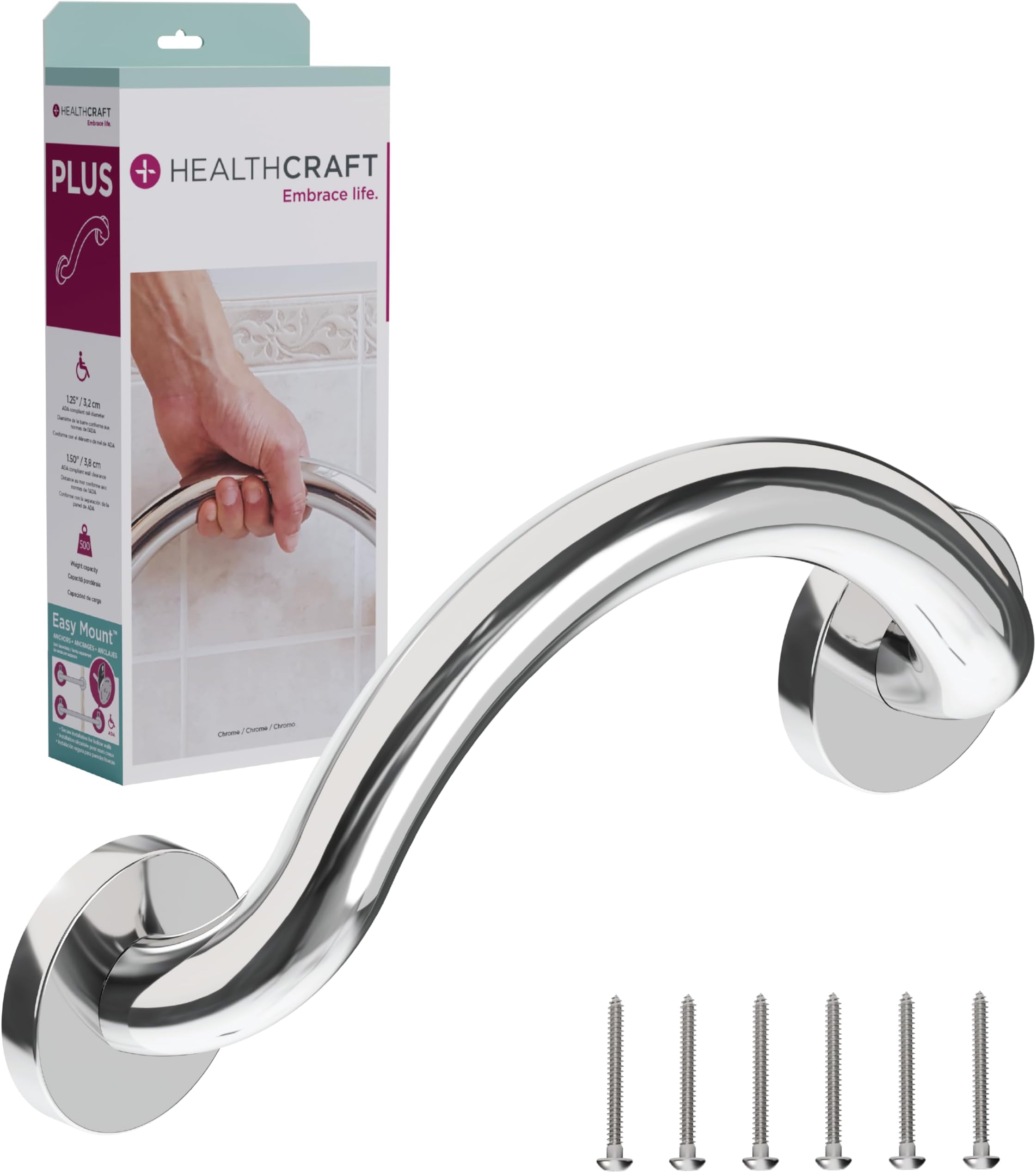 Delta Faucet DF705PC 9" Curved Bathroom Safety Assist Bar, Polished ...