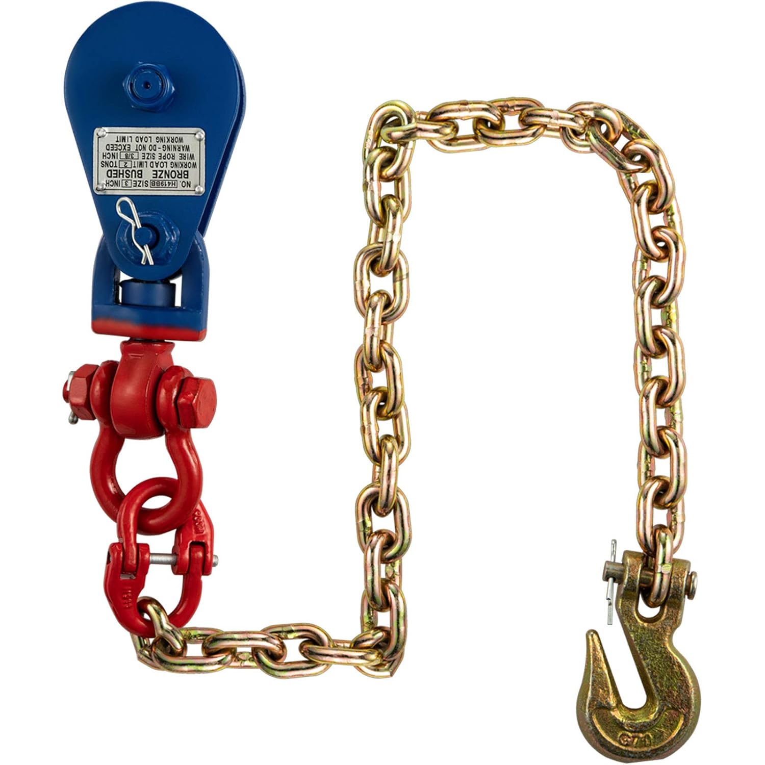 VEVOR 2ton Snatch Block with Chain, 4400 lbs Capacity Snatch Rigging ...