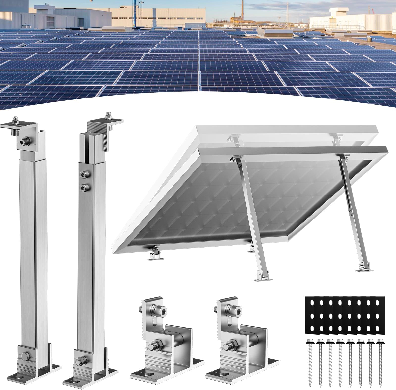 Amazon.com: WOEFSTE 1 Set Adjustable Solar Panel Tilt Mount Brackets ...