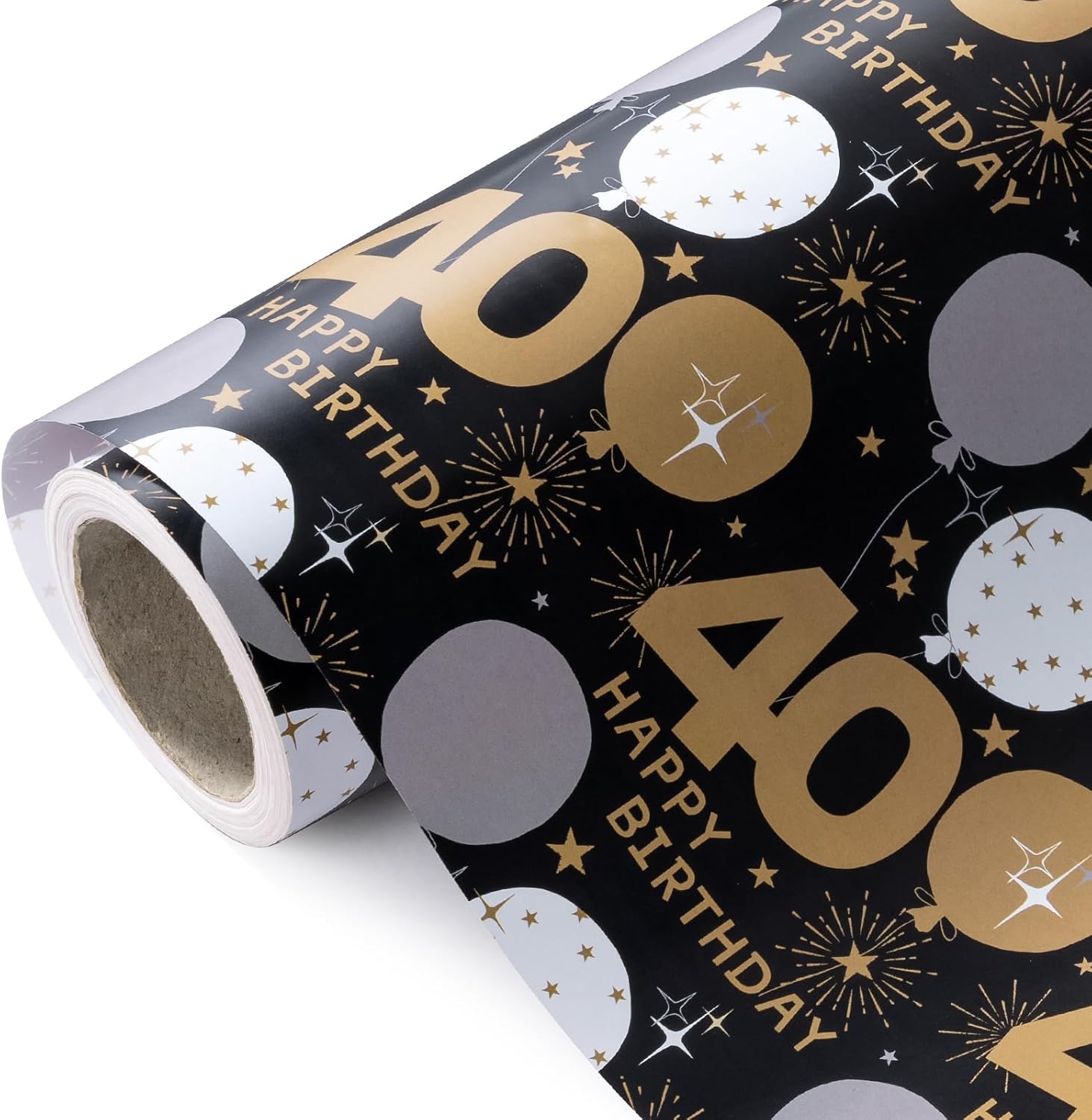 Amazon.com: WRAPAHOLIC 40th Birthday Wrapping Paper - Mini Roll - 17 ...