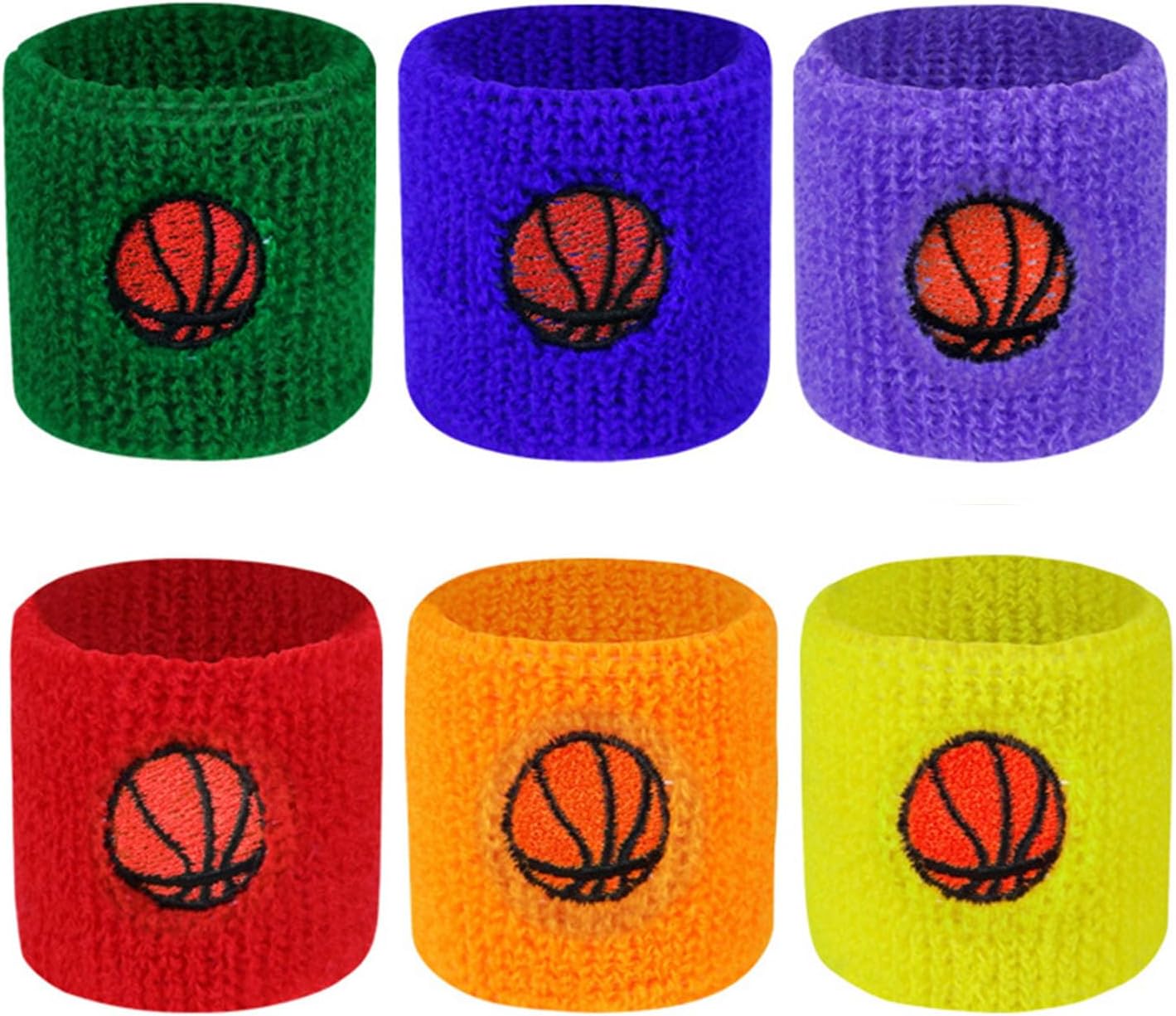 12 Pairs Kids Wristbands Sweatbands Colorful Sports Wrist Sweat Bands ...