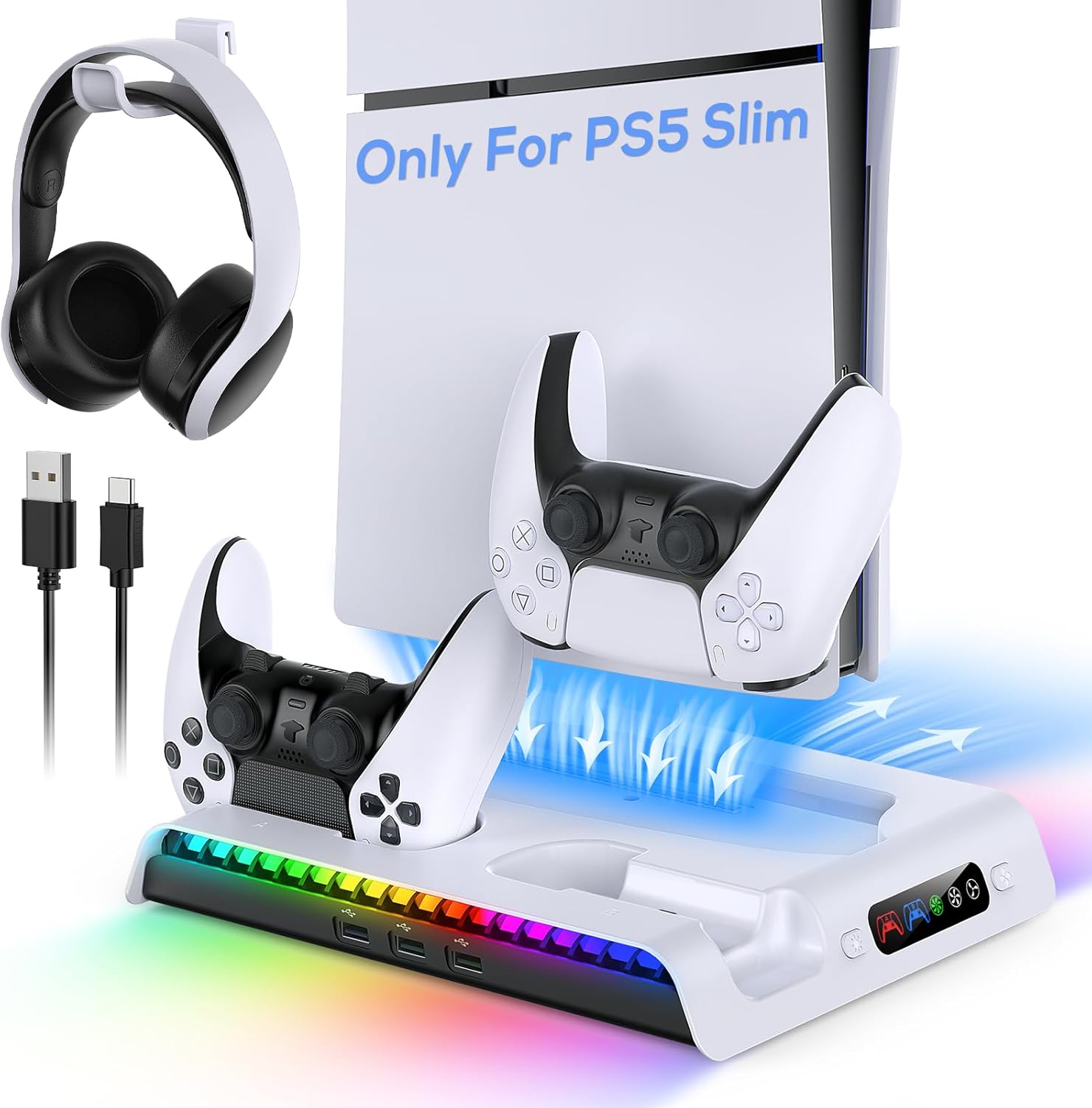 Amazon.com: KOVA Cooling Stand for Only PS5 Slim with LED Light ...