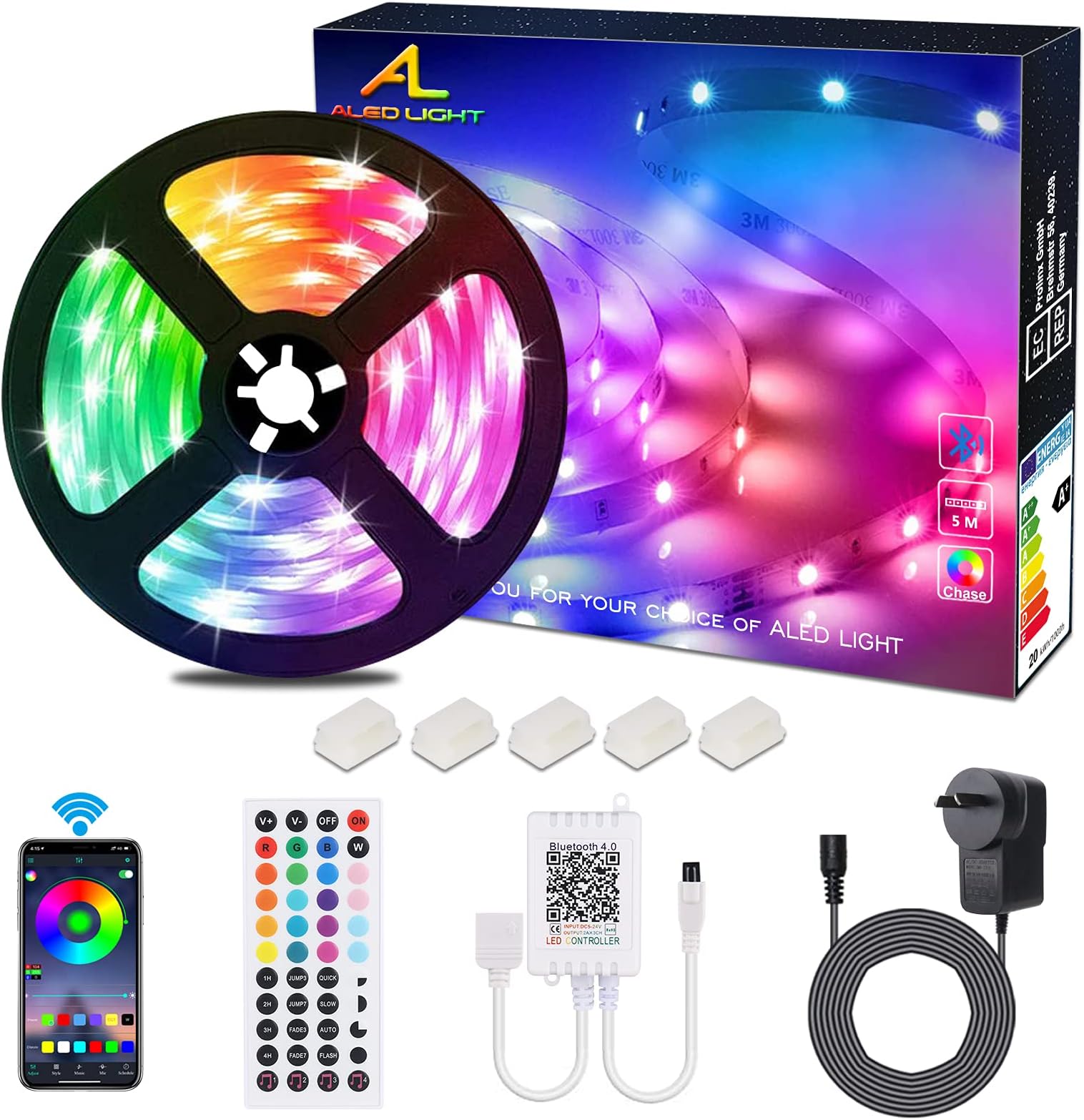 LED Strips Lights ALED LIGHT Non-Waterproof 5050 RGB 5m Length ...