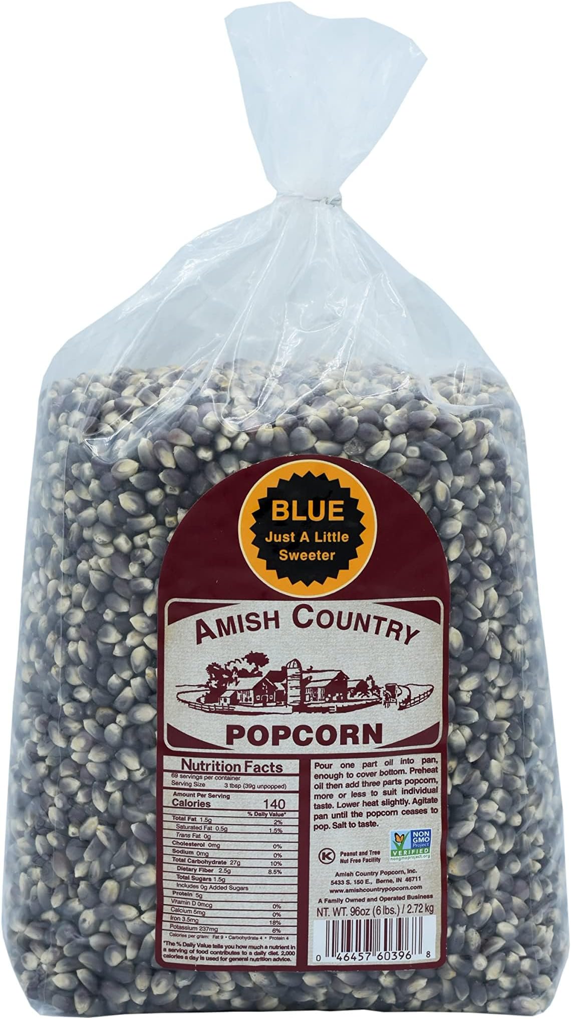 Amazon.com: Amish Country Popcorn | 6 lb Bag | Blue Popcorn Kernels ...
