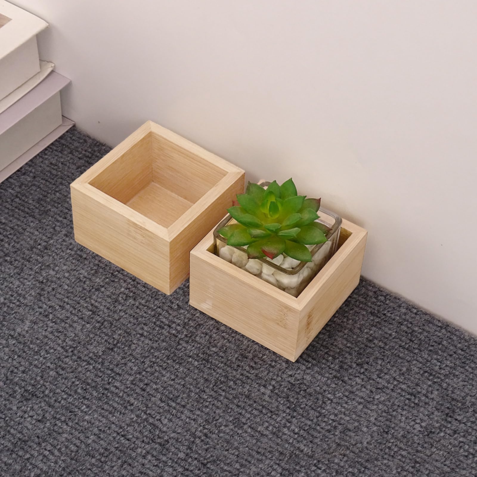 Snapklik.com : 12 Pack Square Rustic Small Wooden Boxes, 35X 35X 1.8 ...