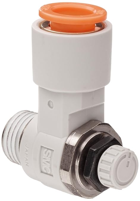 SMC AS Air Flow Control Valve, PBT & Nickel Plated Brass, Elbow, With ...