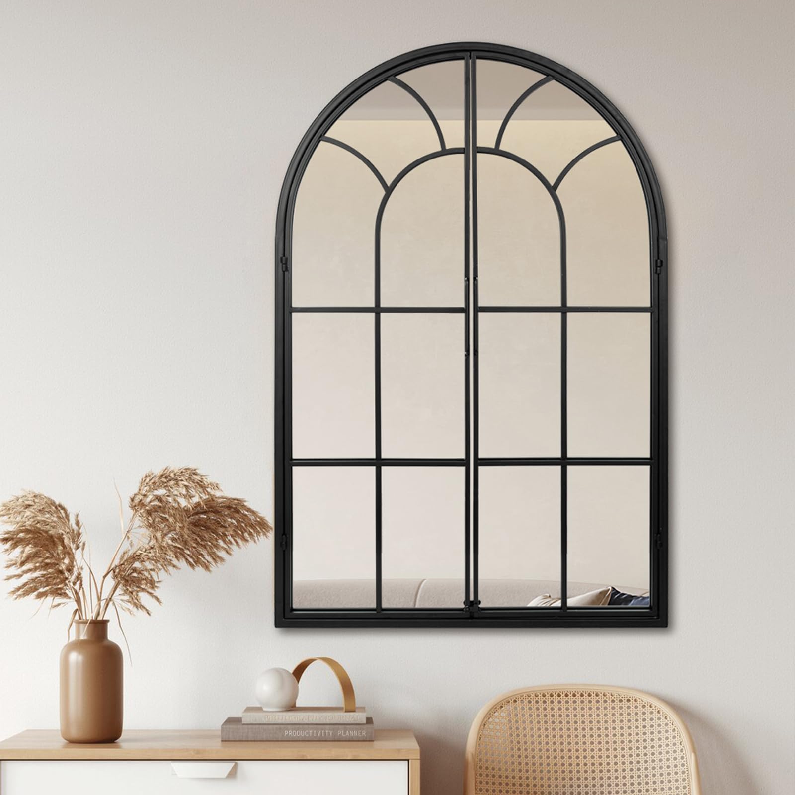 Amazon.com: Fobule Black Arch Wall Mirror 24" x 36" - Window Pane ...