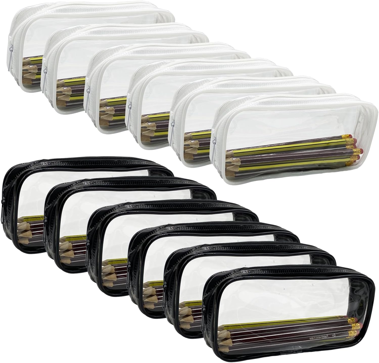 WAIZHIUA 12Pcs Clear Pencil Case PVC Pencil Bag Transparent Makeup ...