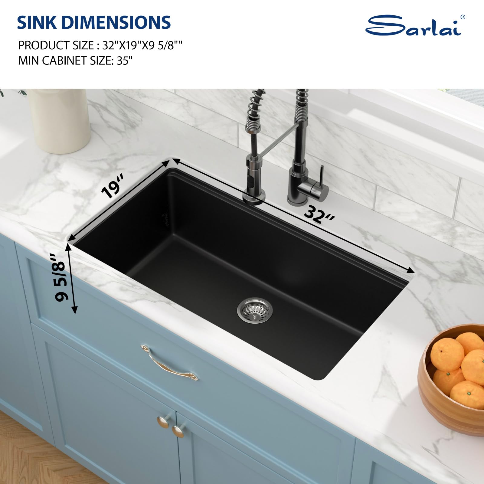 Snapklik.com : 32 Kitchen Sink Black Granite Composite - 32 X 19 Inch ...