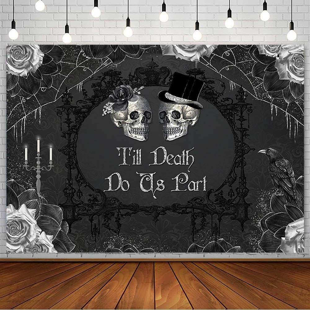 Amazon.com : AIBIIN 7x5ft Halloween Till Death Do Us Part Backdrop ...