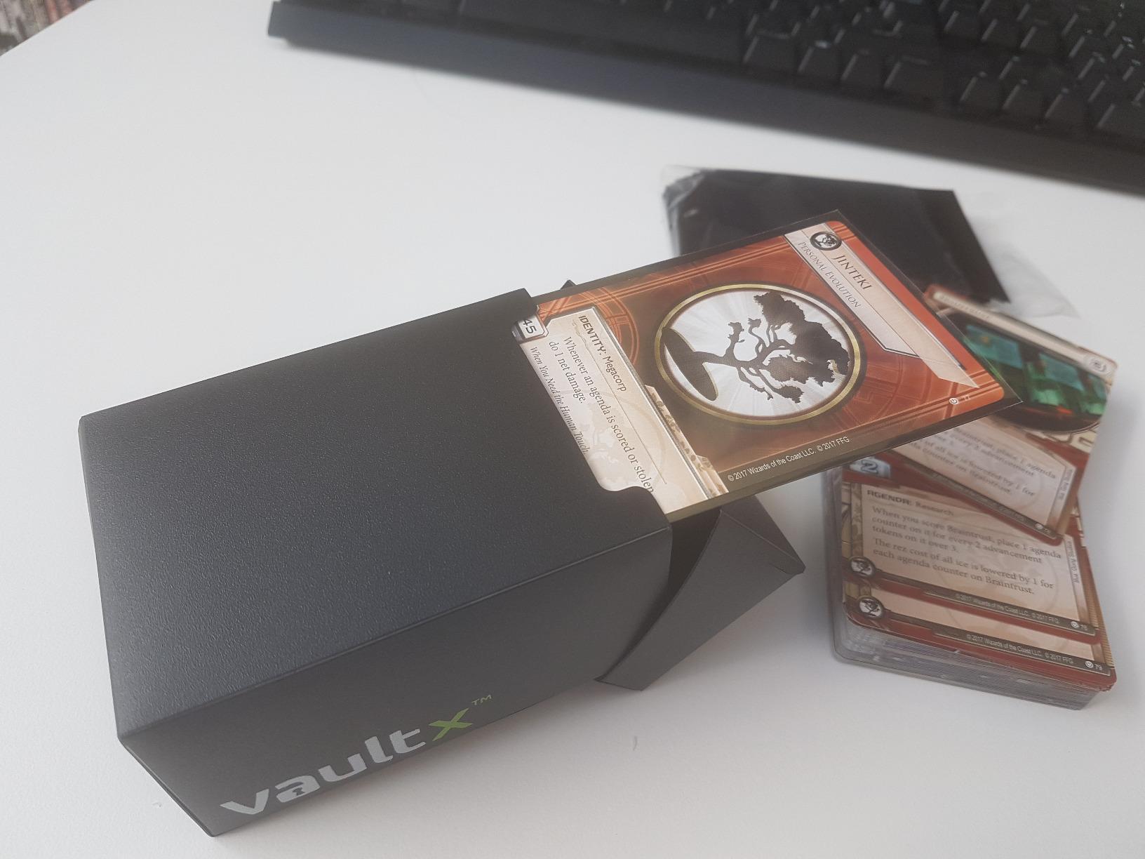 Vault X Deck Box and 100 Black Card Sleeves - Medium Size for approx 80 ...