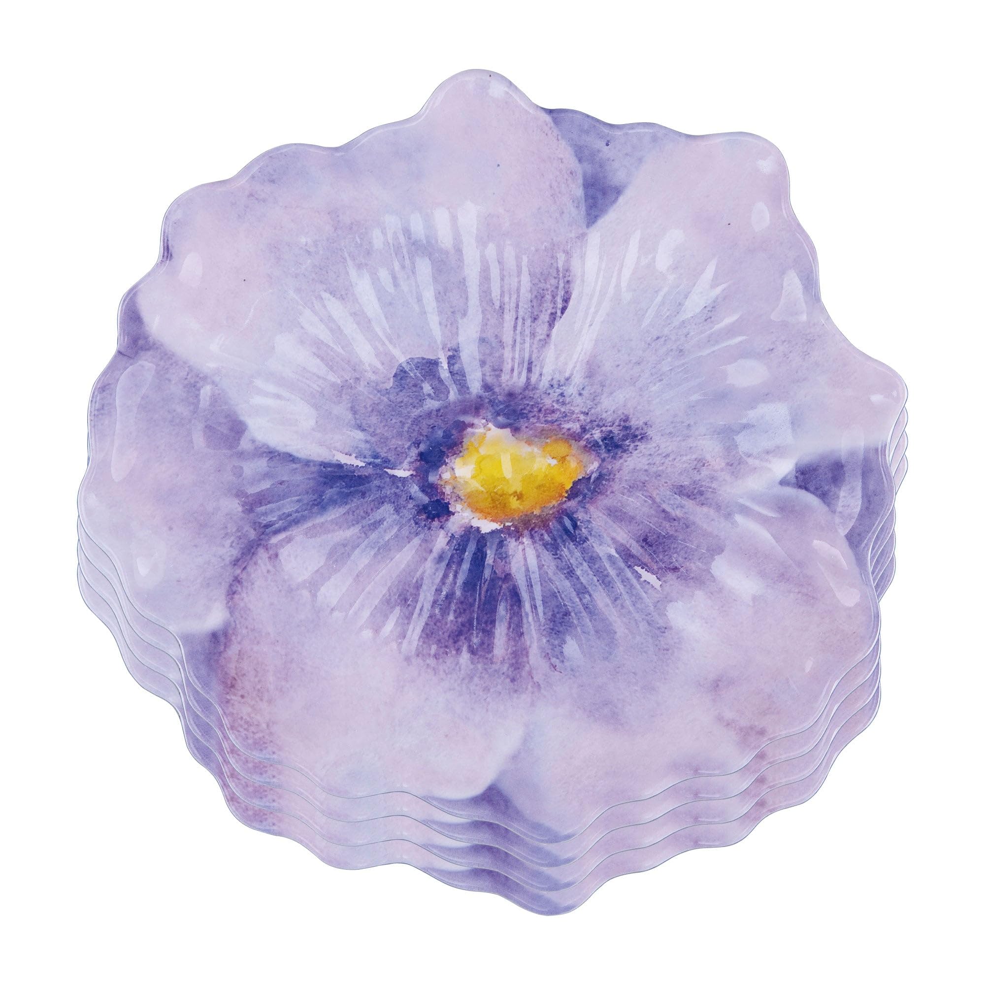 Snapklik.com : Lavender Melamine Dessert Plates, Floral-Shaped Small ...