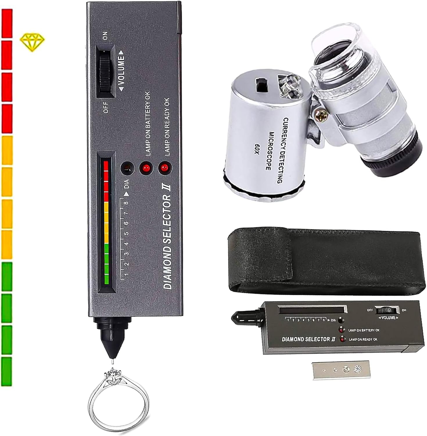ARCELI Diamond Tester Pen-High Accuracy Jewelry Diamond Tester＋60X Mini ...