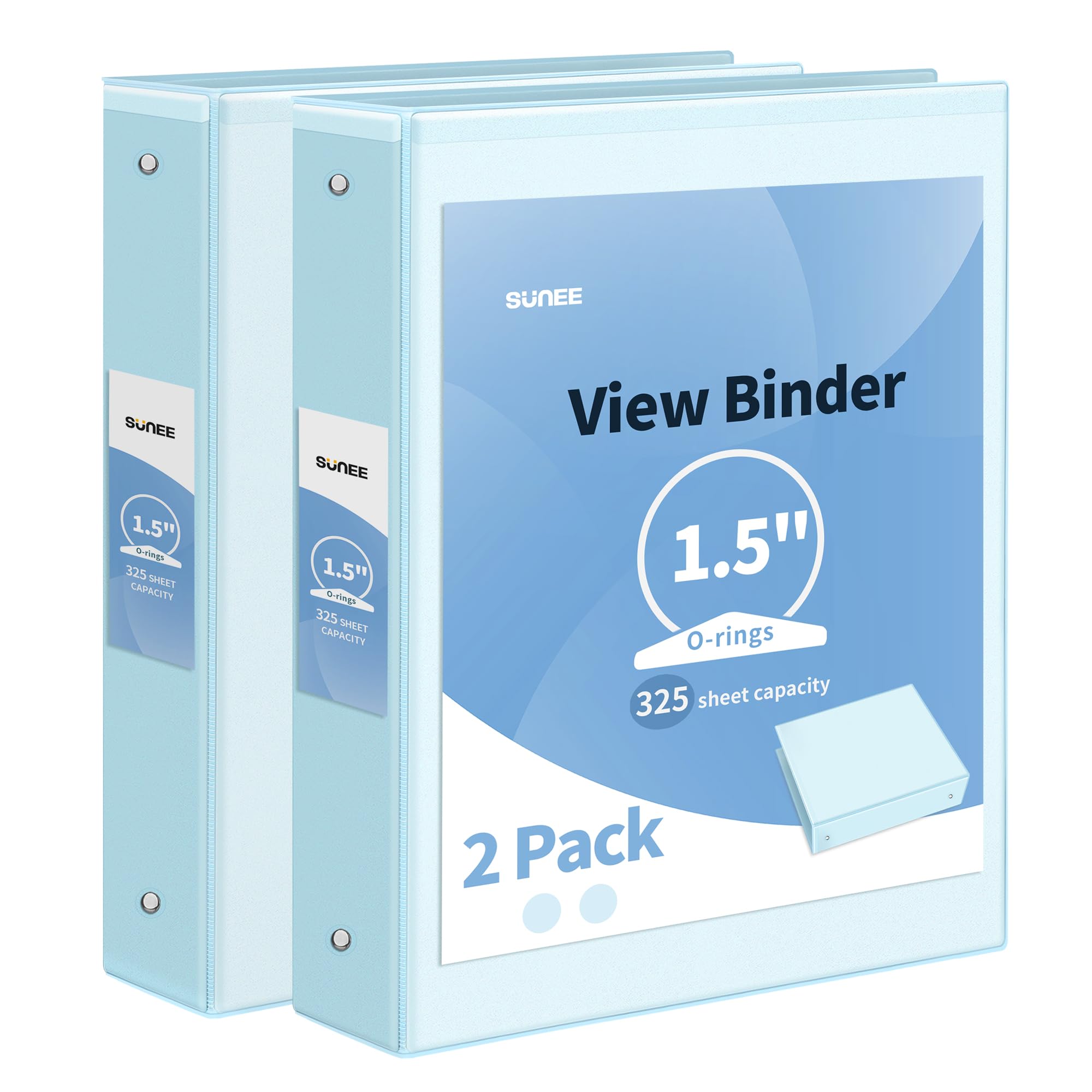 Amazon.com : SUNEE 3 Ring Binder 1.5 Inch 2 Pack, Clear View Binder ...