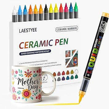 Amazon.com: Laestyee Ceramic pens 12 Colors Acrylic Markers 1.0-6.0mm ...