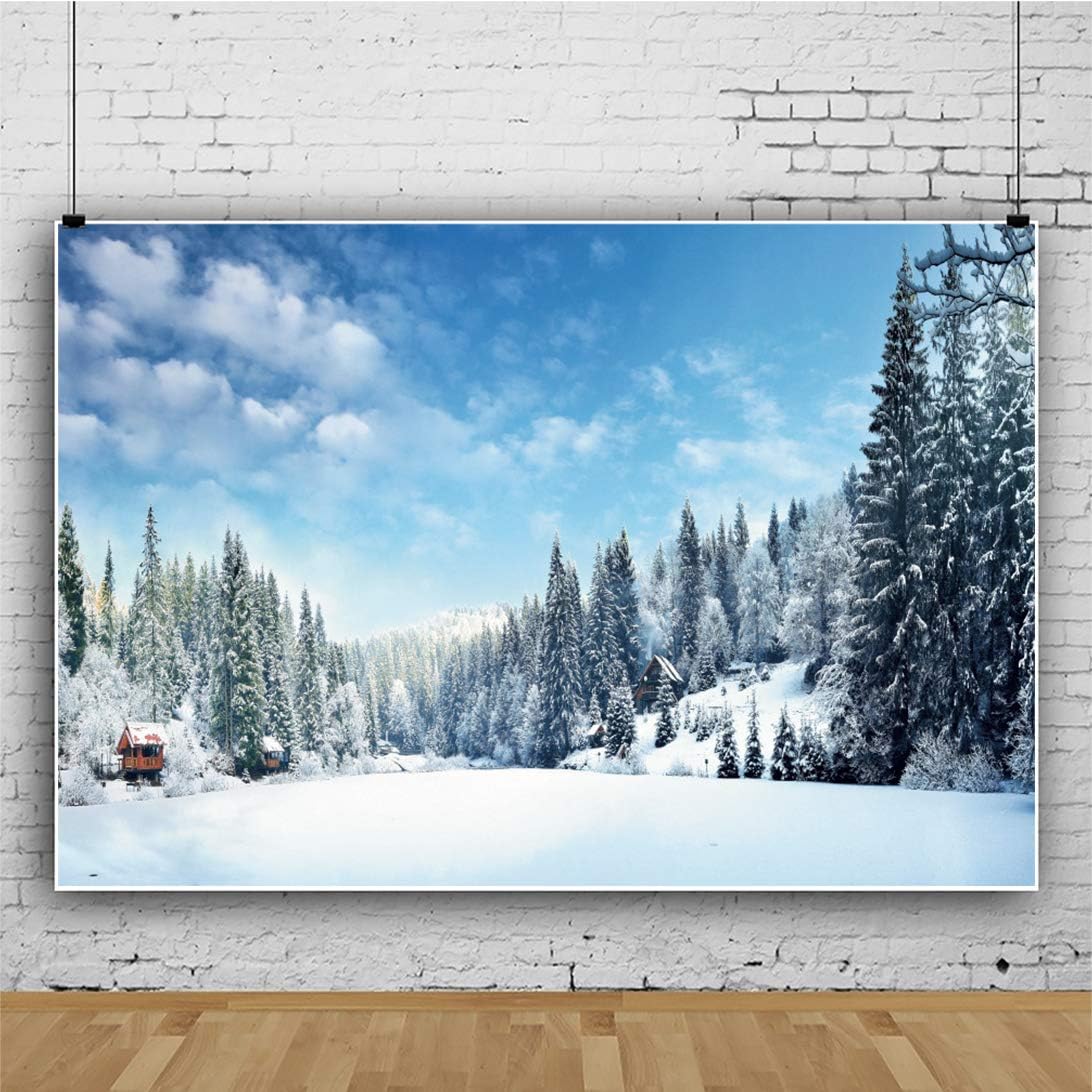 Renaiss 8x6ft Winter Scene Backdrop Snow Wonderland Pine Tree Forest ...