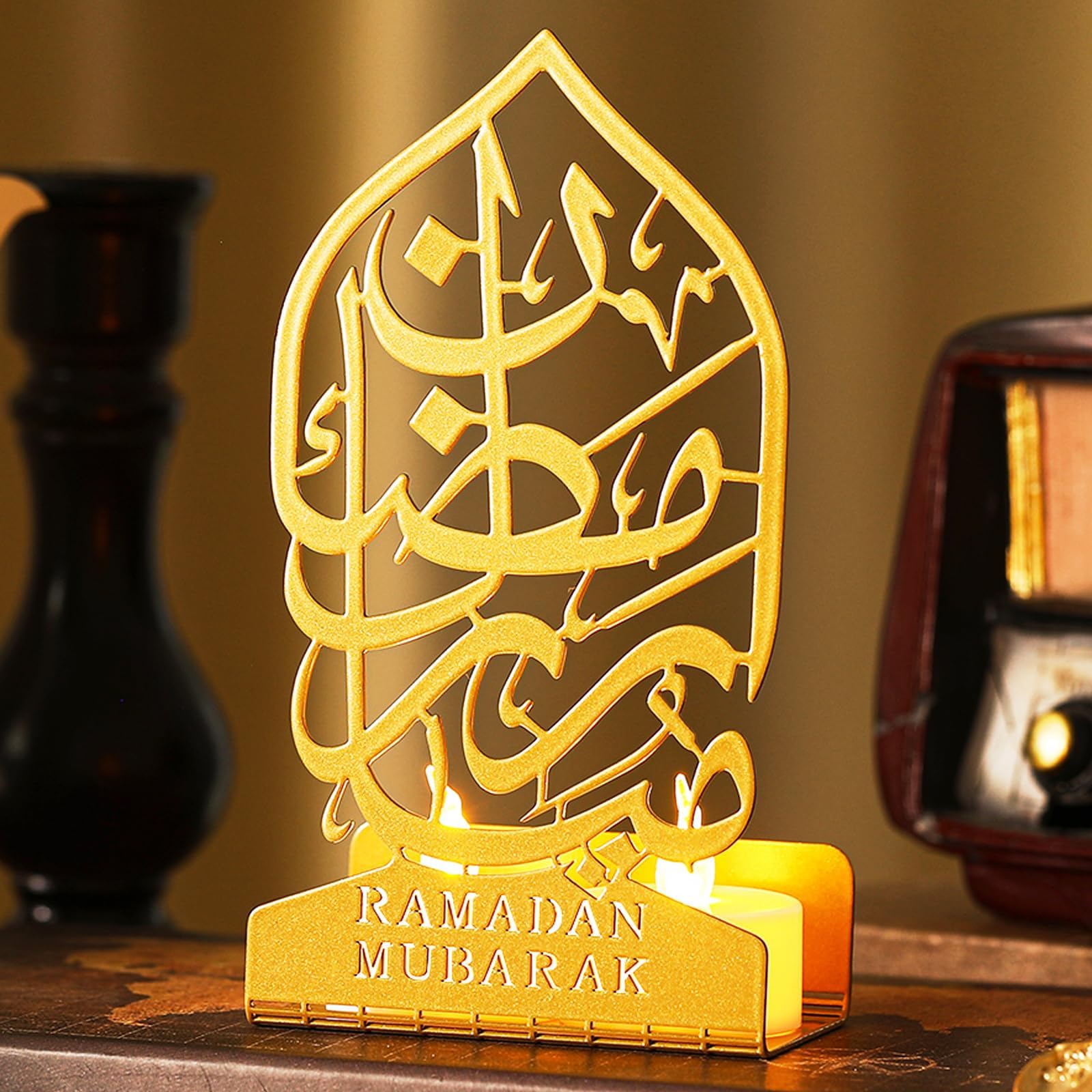 Amazon.com: Tujoe 3 Pcs Eid Mubarak Flickering Flameless Candles ...