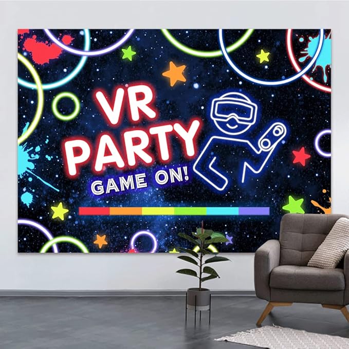 Amazon.com: 7x5ft Game On VR Party Backdrop Birthday Game Night ...