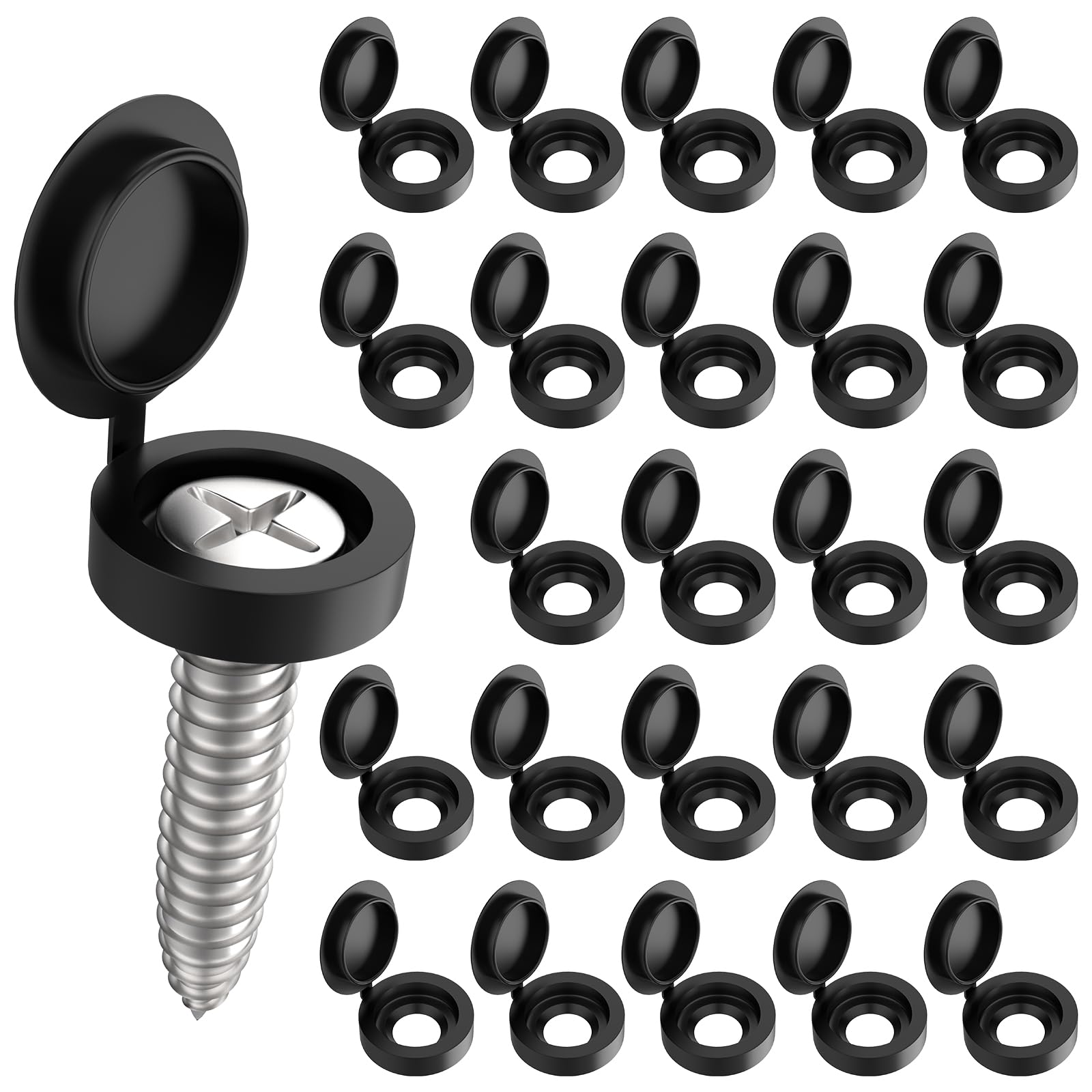 ZIUZI 100pcs Screw Covers, Plastic Hinged Screw Caps, Fold Screw Snap ...