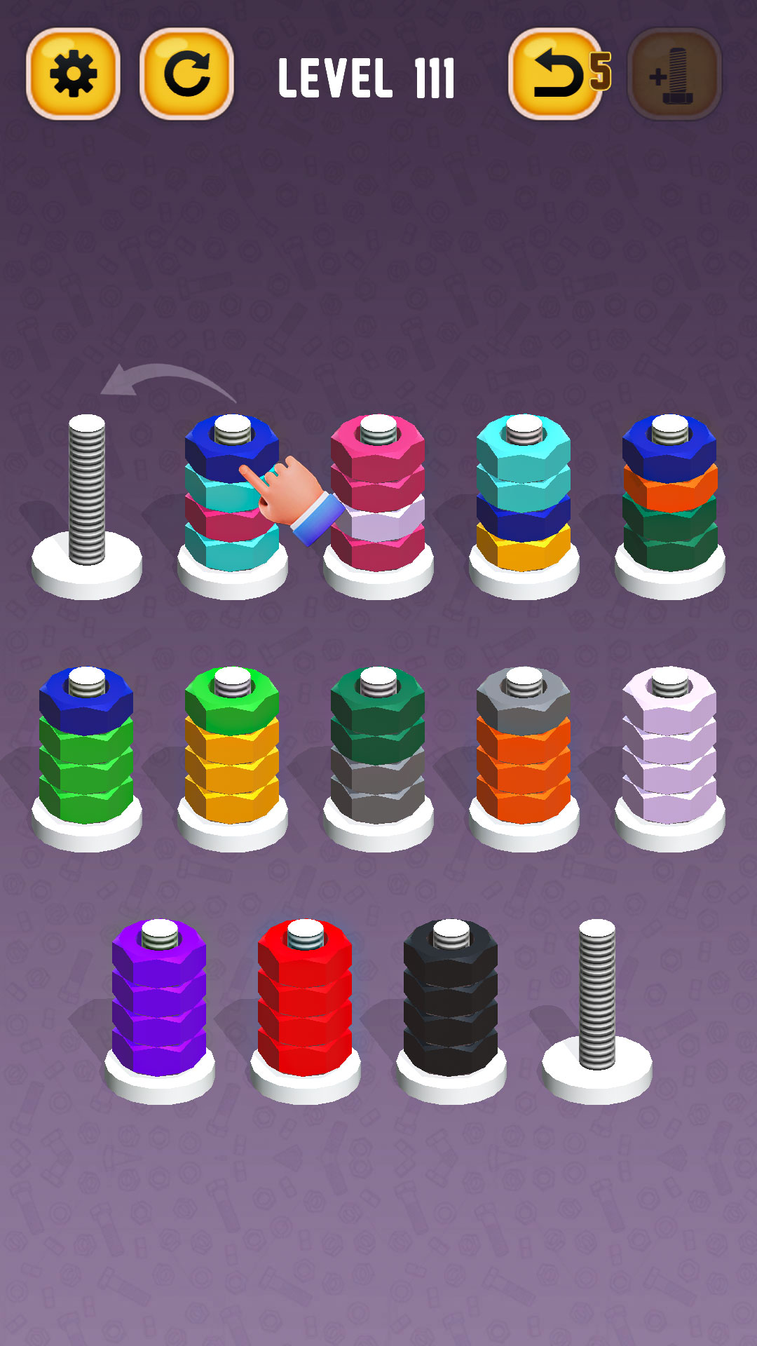 Bolts Color Sorting: Nuts Sort - Nuts & Bolts Puzzle Game 3D Nut and Bolt Sort: Color Sort ...