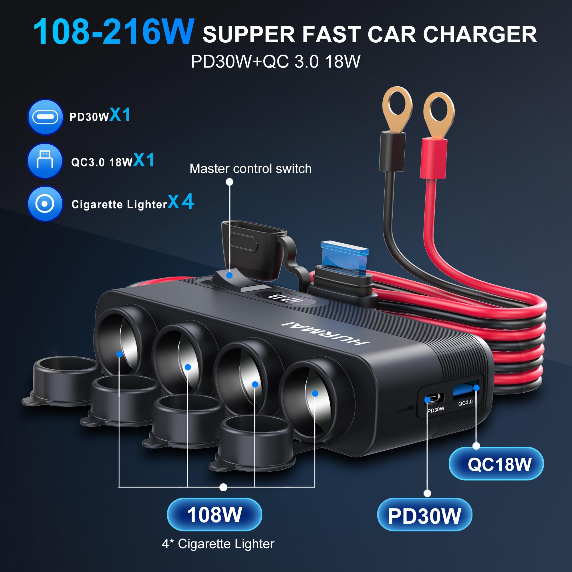12v Heavy Duty Multi Outlet Heavy Duty 12 Volt Power Outlet