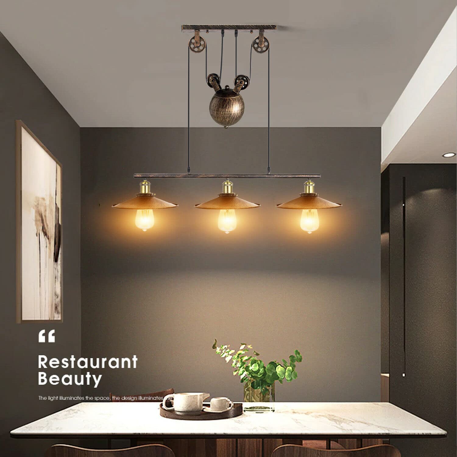 Rustic Pulley Light Fixtures Rustic Pendant Light With Adjustable