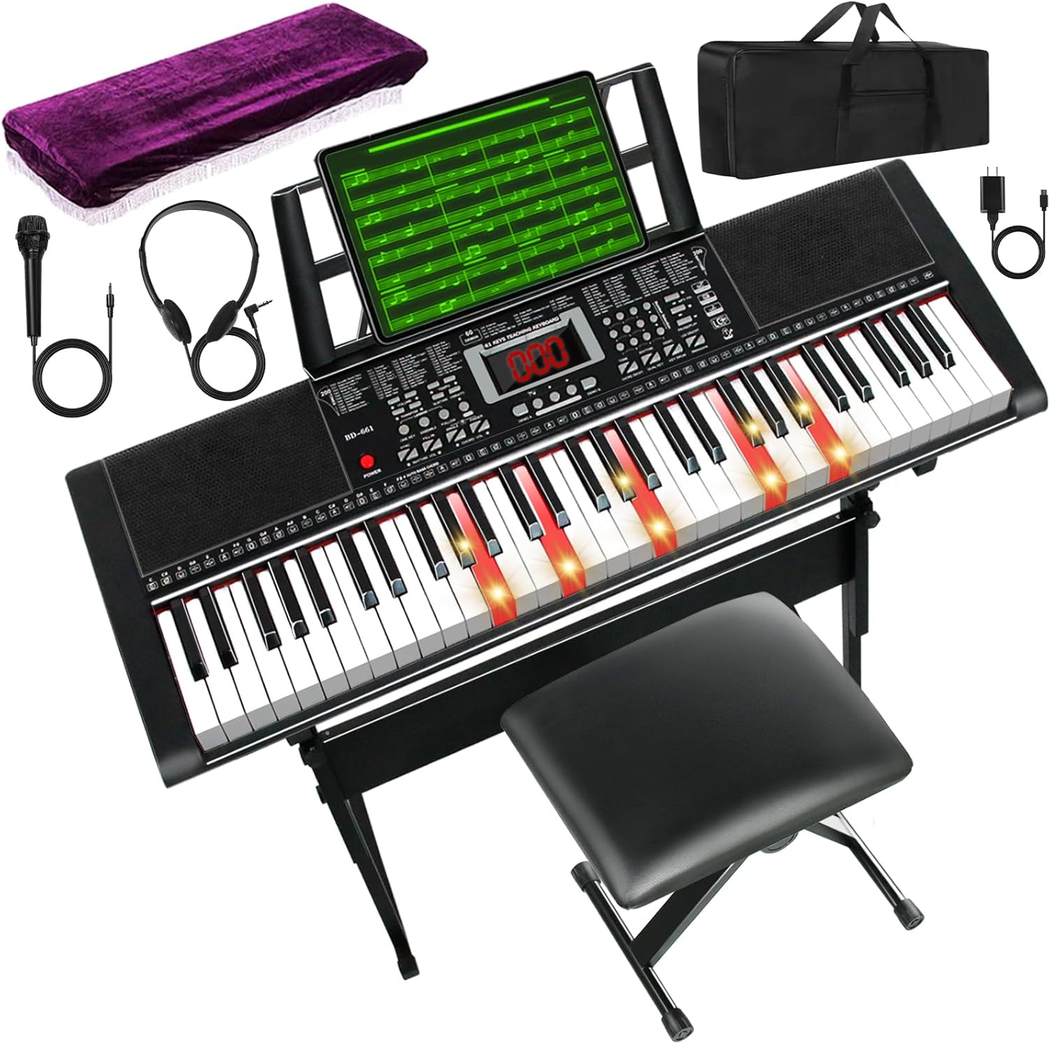 Amazon.com: AQNIEGEP 61 Key Keyboard Piano for Beginner Electric ...
