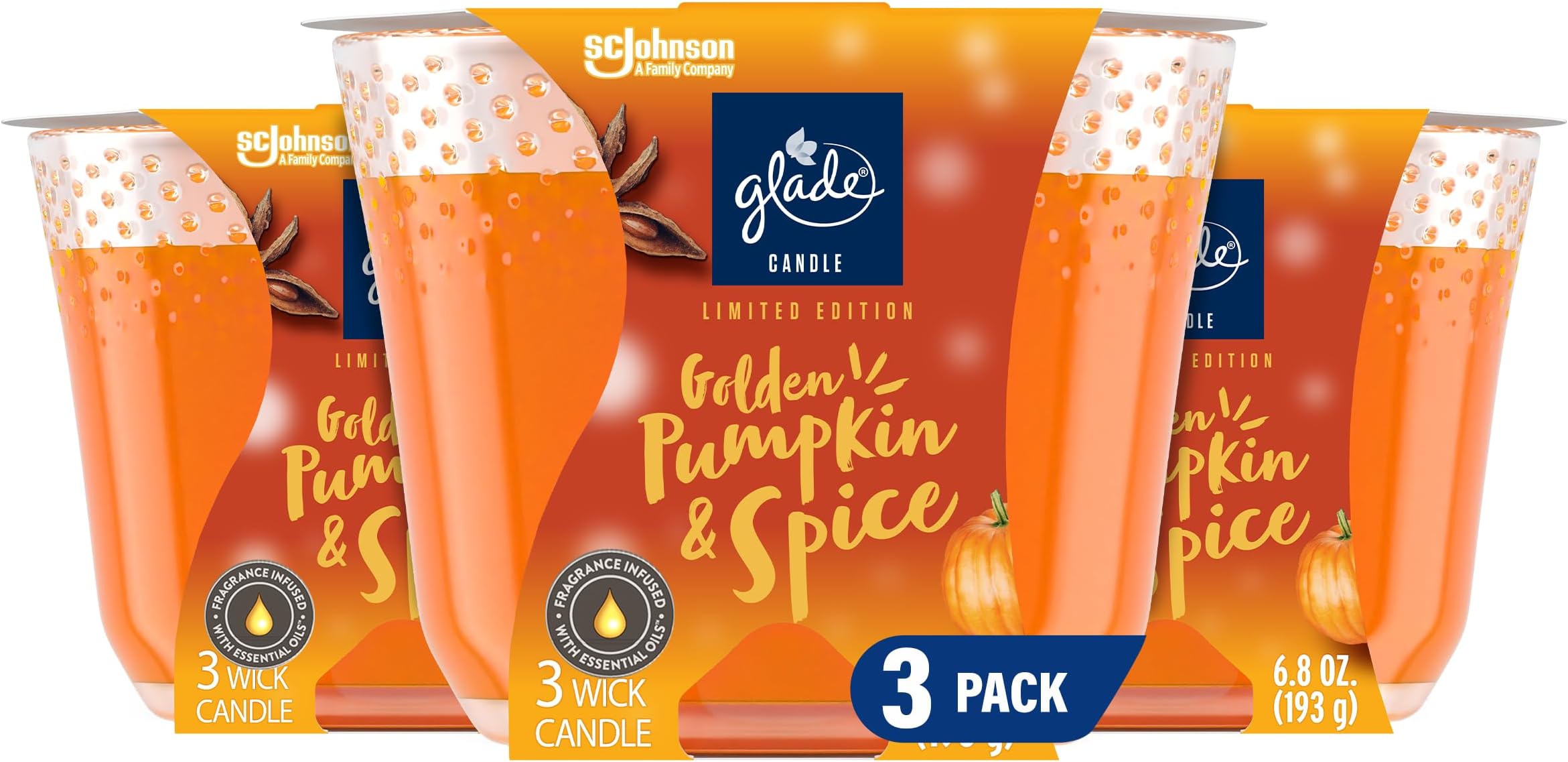 Amazon.com: Glade Candle Golden Pumpkin & Spice, Fragrance Candle ...