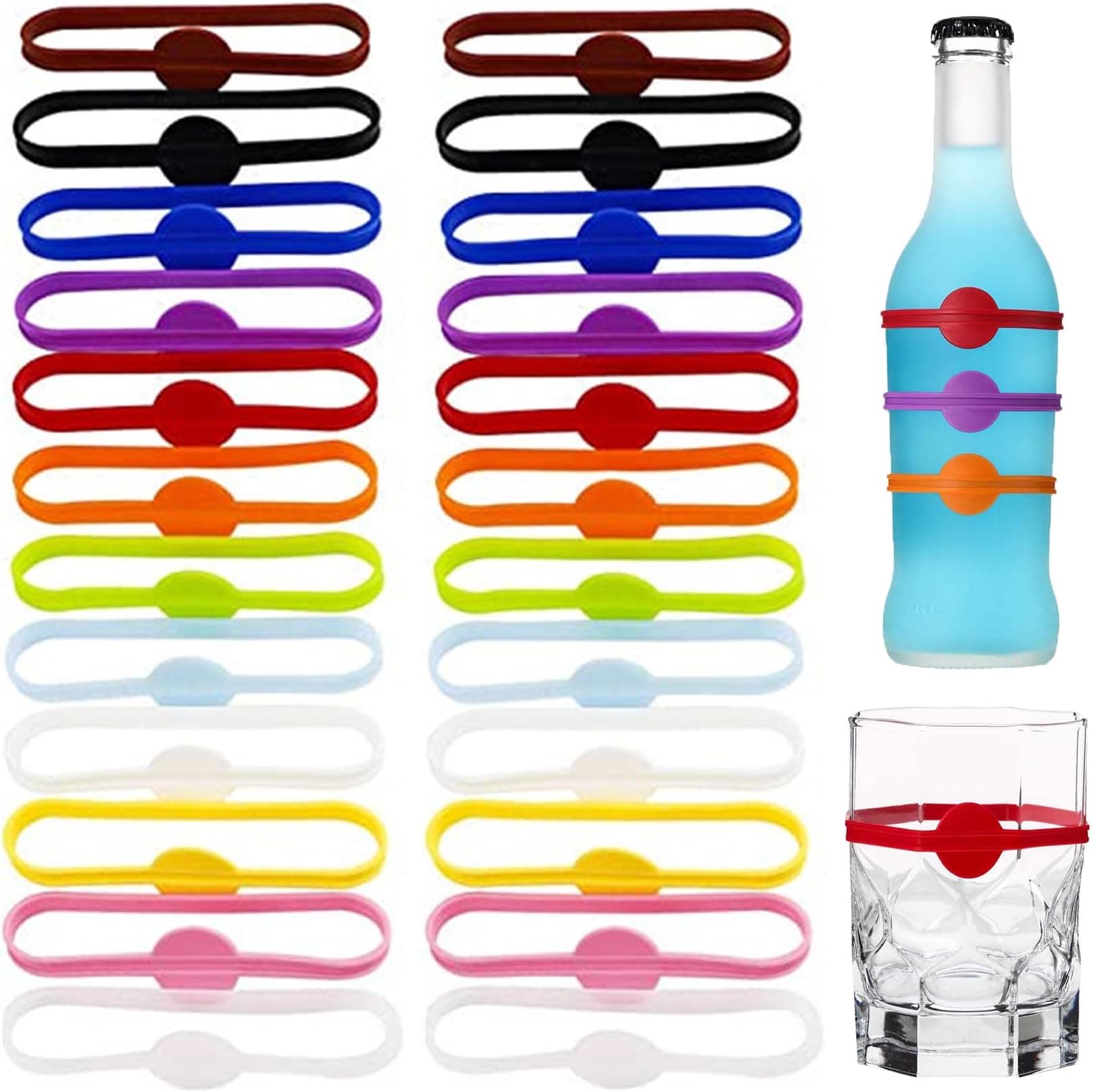 Amazon.com | BevBands Drink Markers and Water Bottle Bands - Set of 8 ...