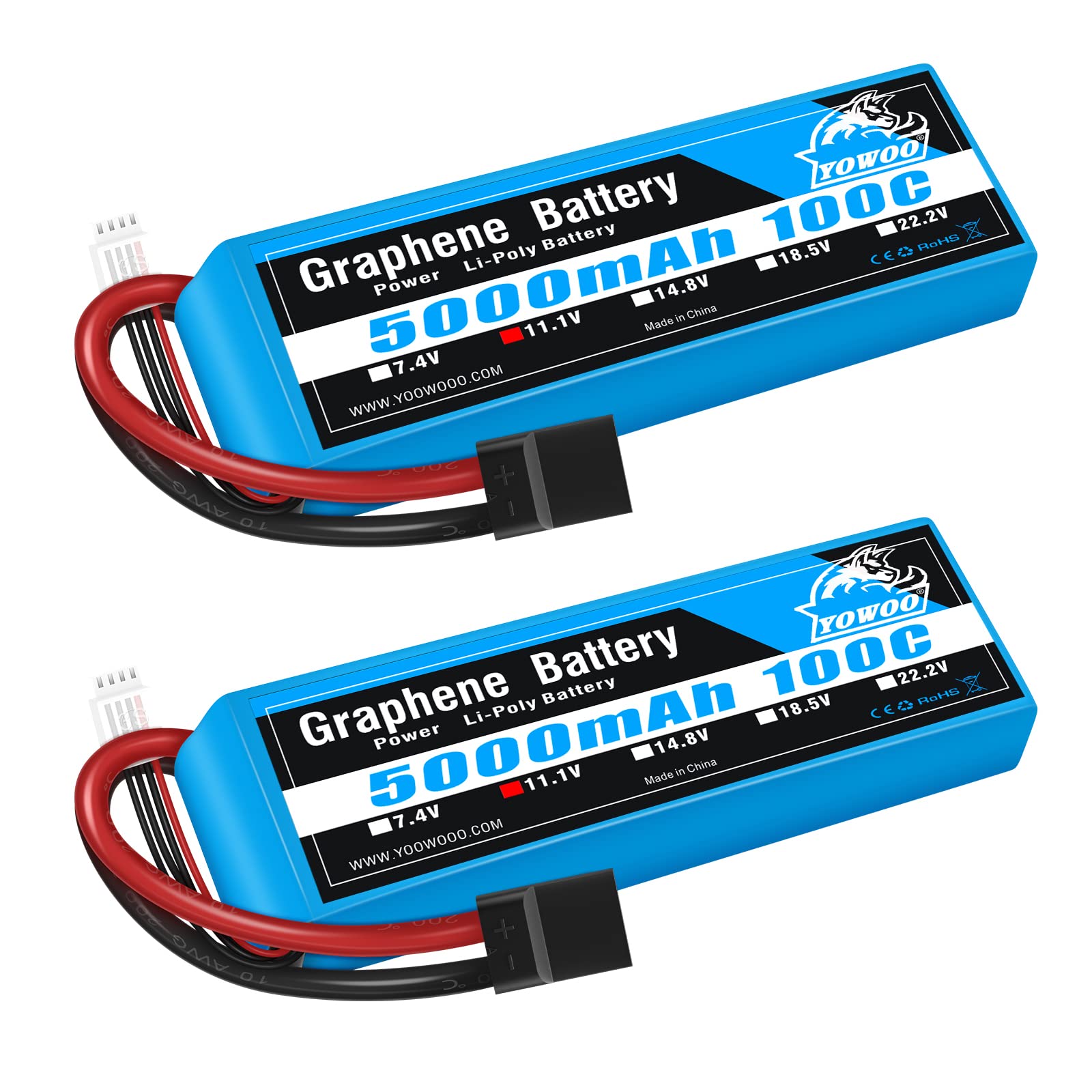 Yowoo 3S Lipo Battery 5000mAh 11.1V 100C 3 Cell Graphene Battery with ...