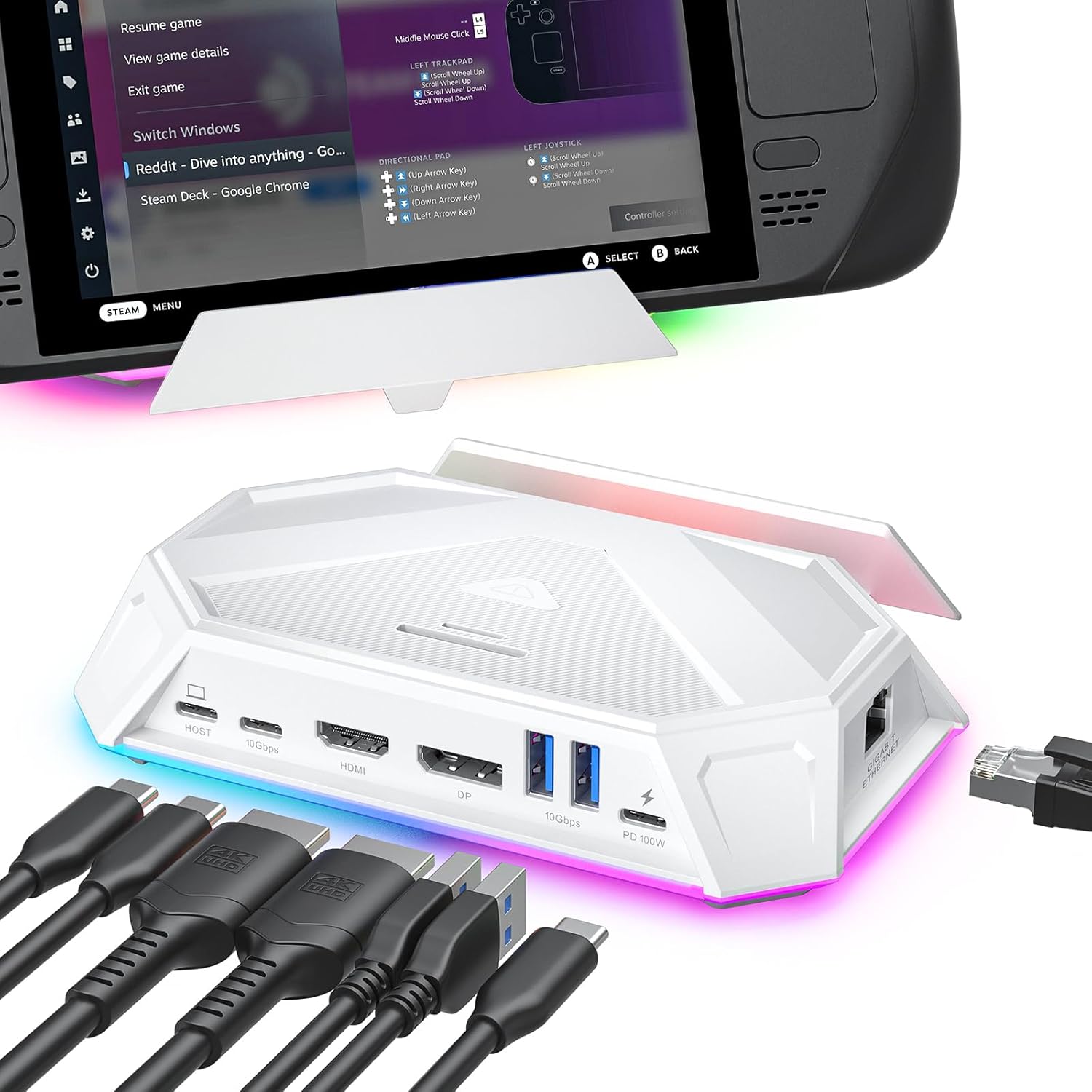 Amazon.com: JSAUX RGB Docking Station for Steam Deck (OLED)/ROG Ally X/Legion Go, 12-in-1 Steam ...