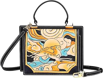 PIJUSHI Designer Genuine Leather Satchel Purses for Women Hand Painted ...