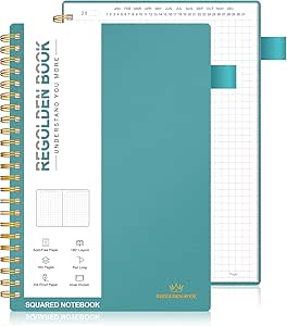 Amazon.com : Regolden-Book Undated Spiral Graph Notebook, Medium A5 ...