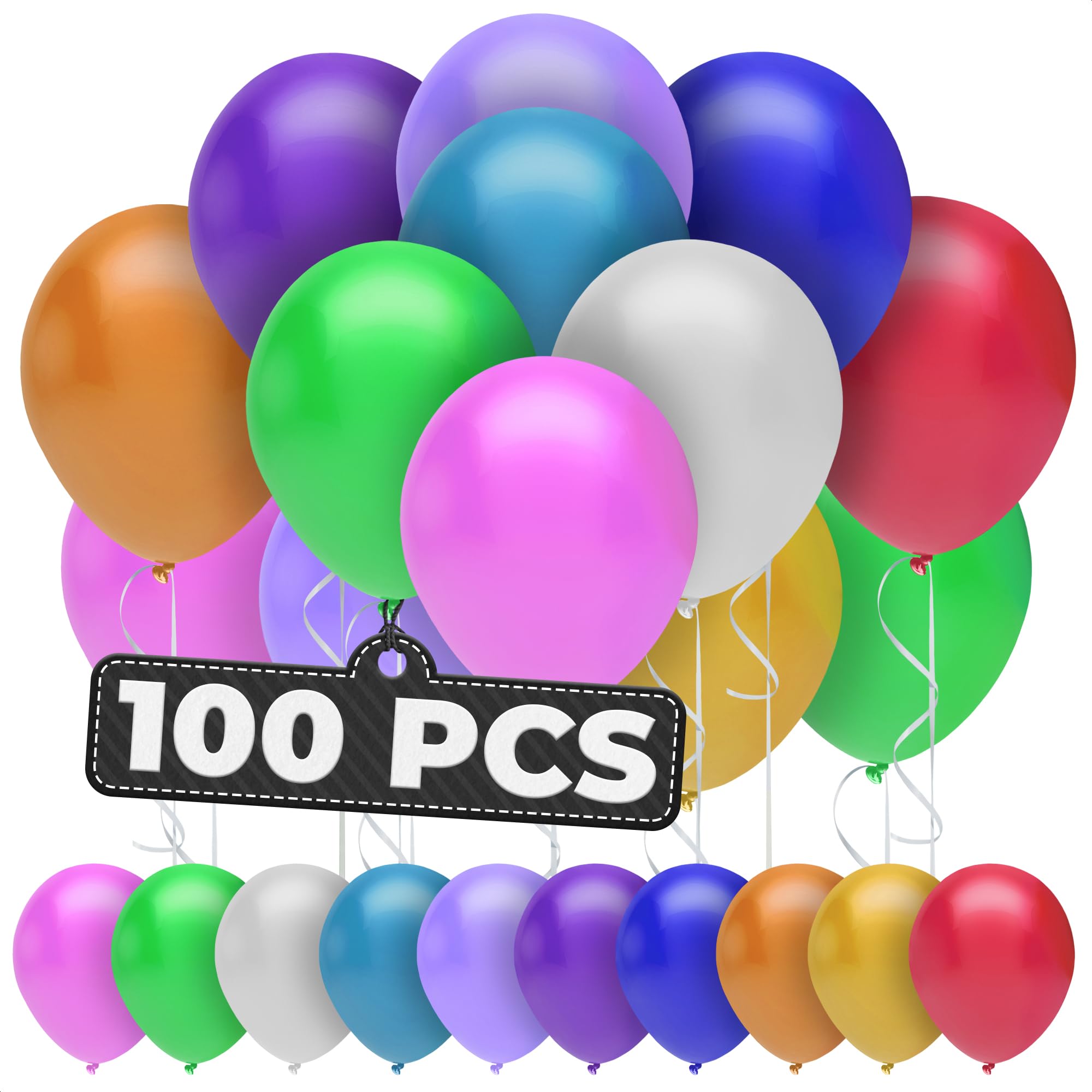 Amazon.com: 100Pcs Assorted Balloons Party Decor - Happy Birthday ...