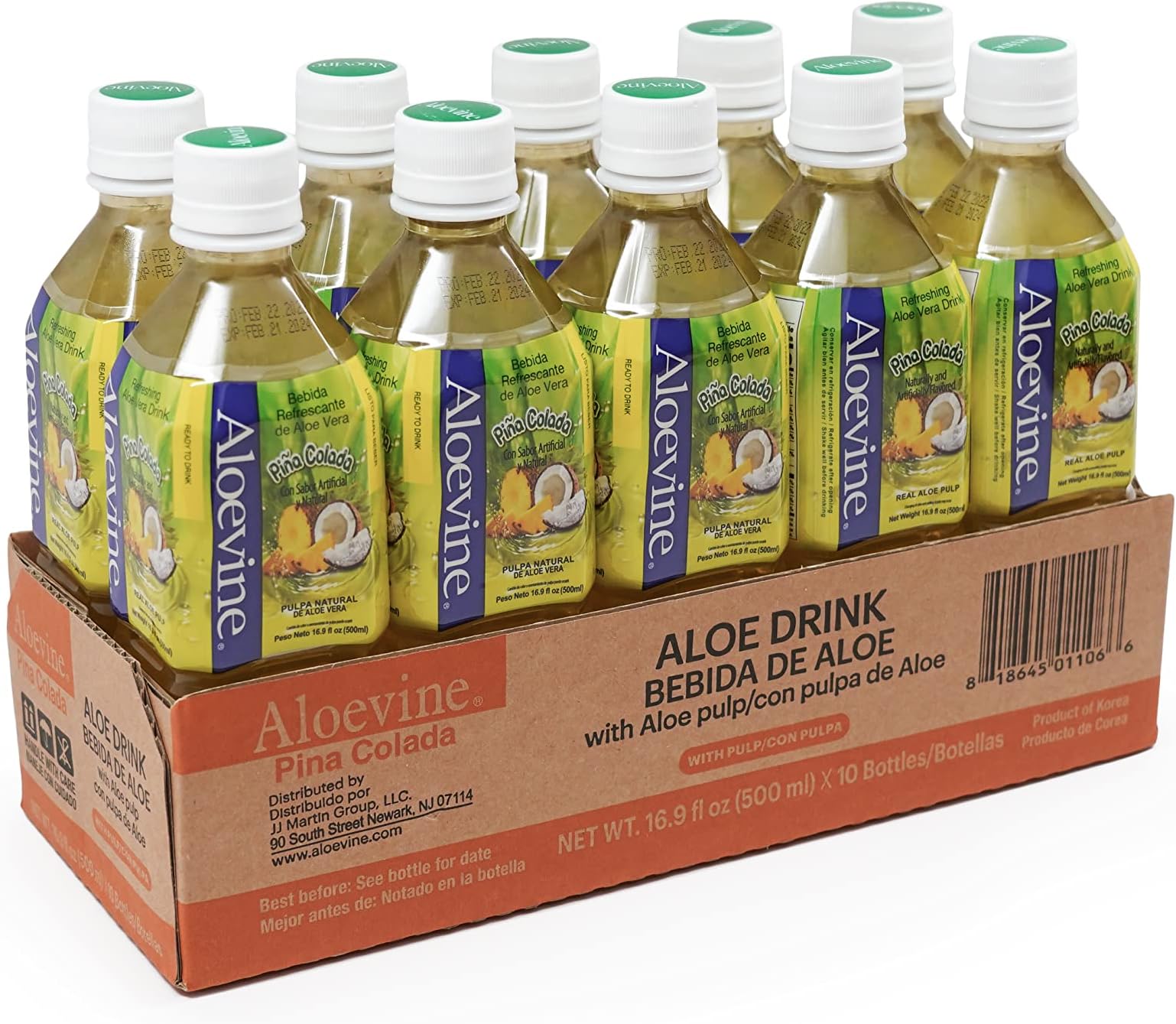 Amazon.com : Aloevine Aloe Vera Drink Pina Colada healthy juice l 16.9 ...
