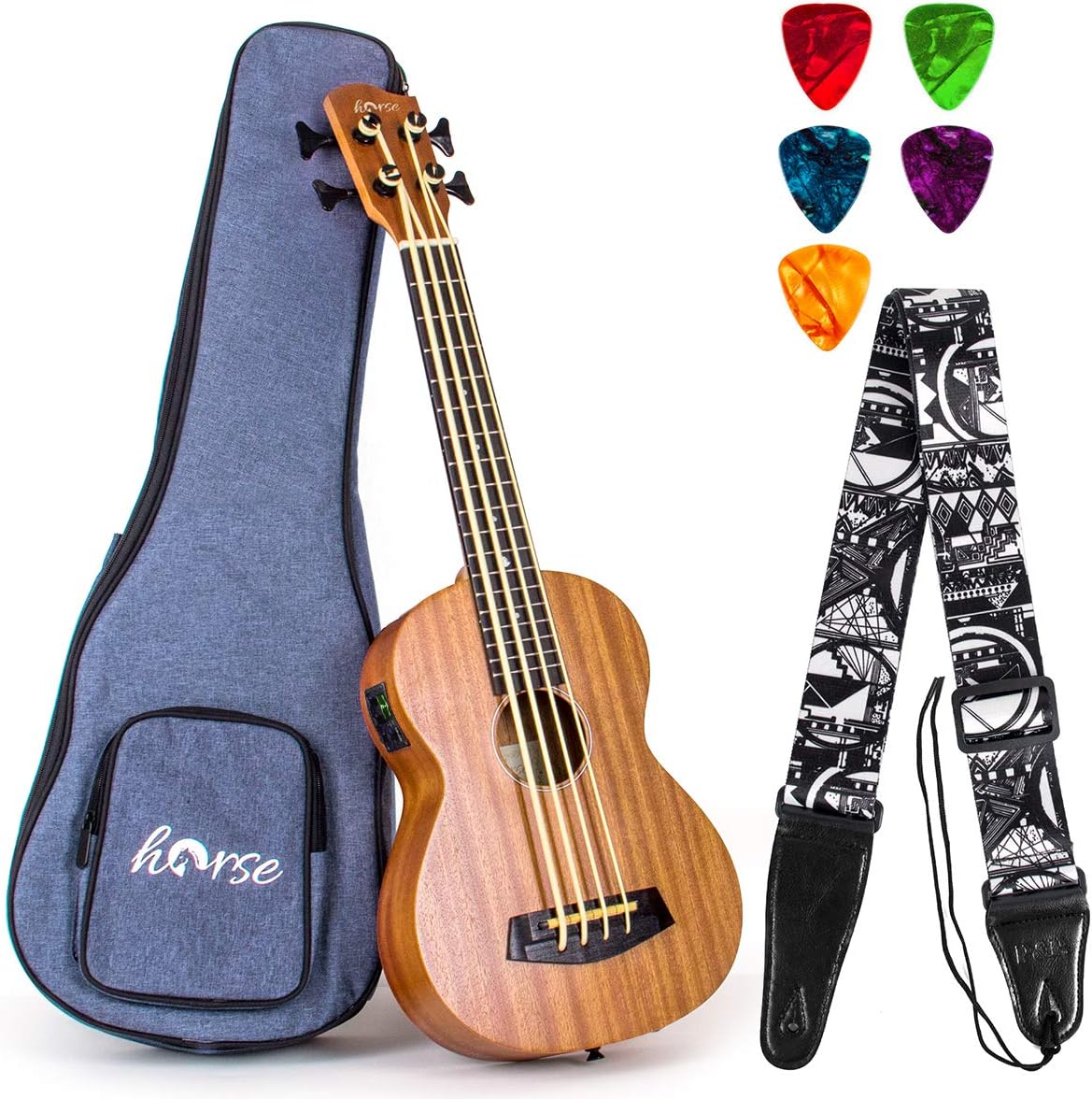 Amazon.com: Electric Bass Ukulele,AKLOT Baritone Fretless Ukelele Bass ...